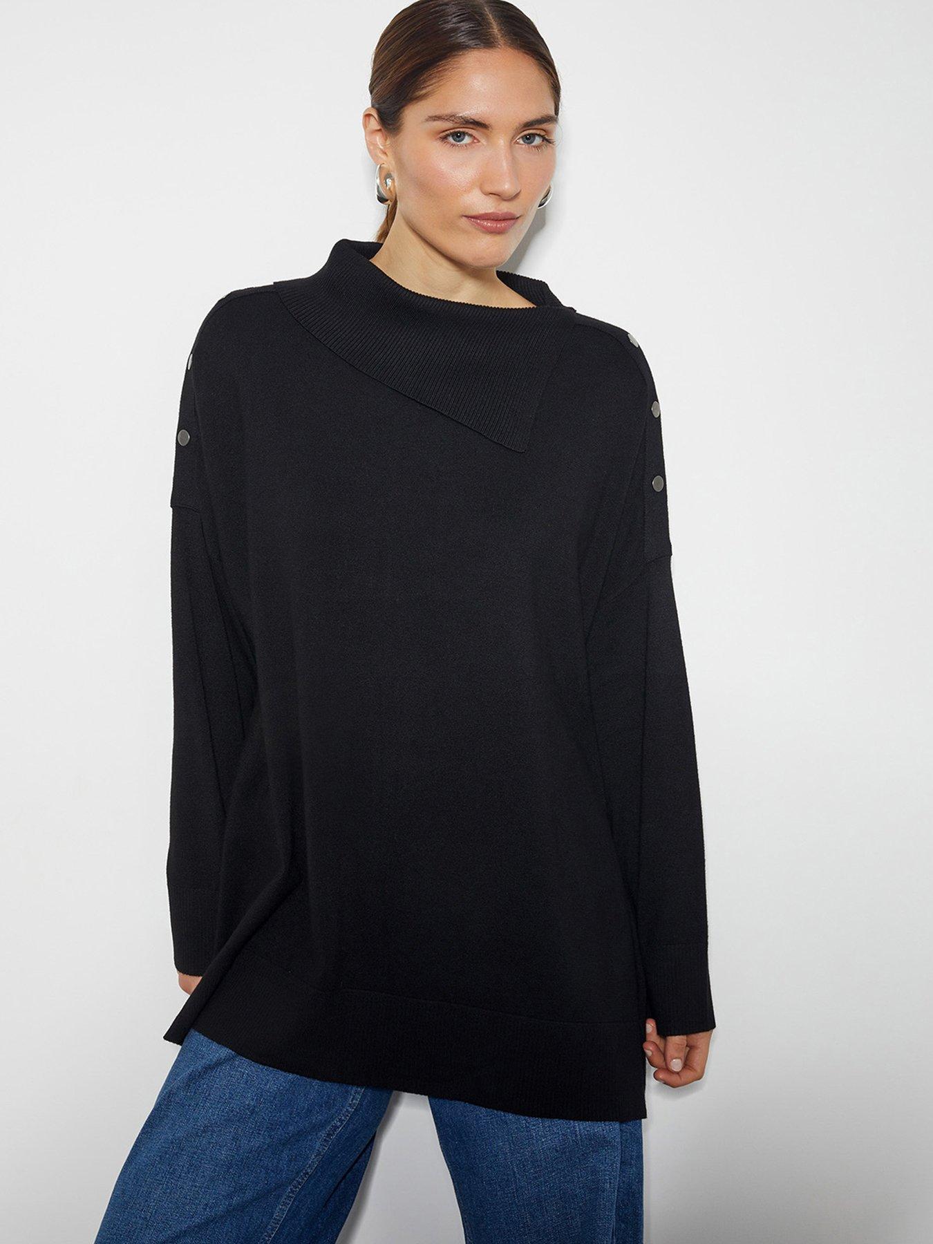 Monsoon Beth Button Jumper - Black | Littlewoods