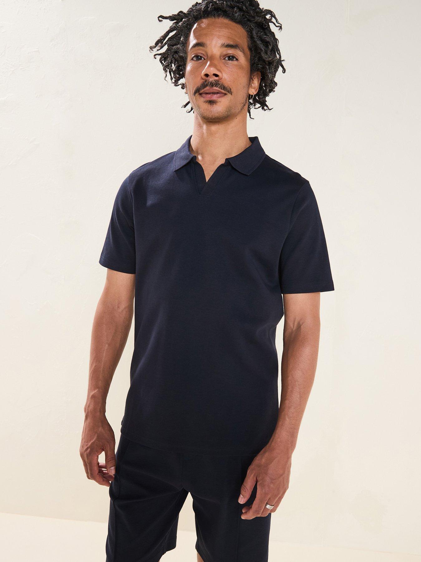 Very Man Interlock Notch Polo - Navy | Littlewoods