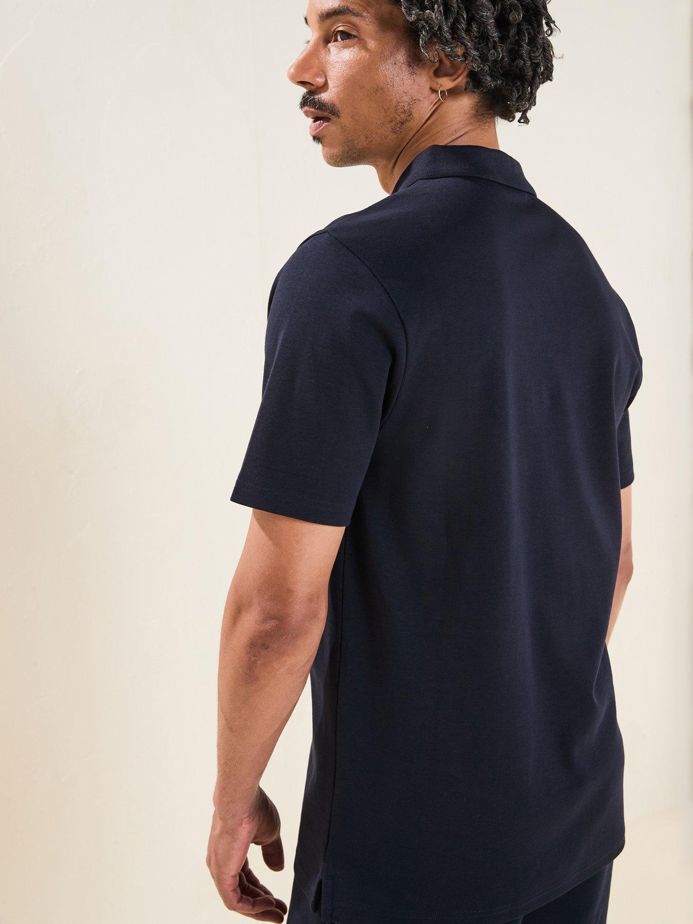 Very Man Interlock Notch Polo - Navy | Littlewoods