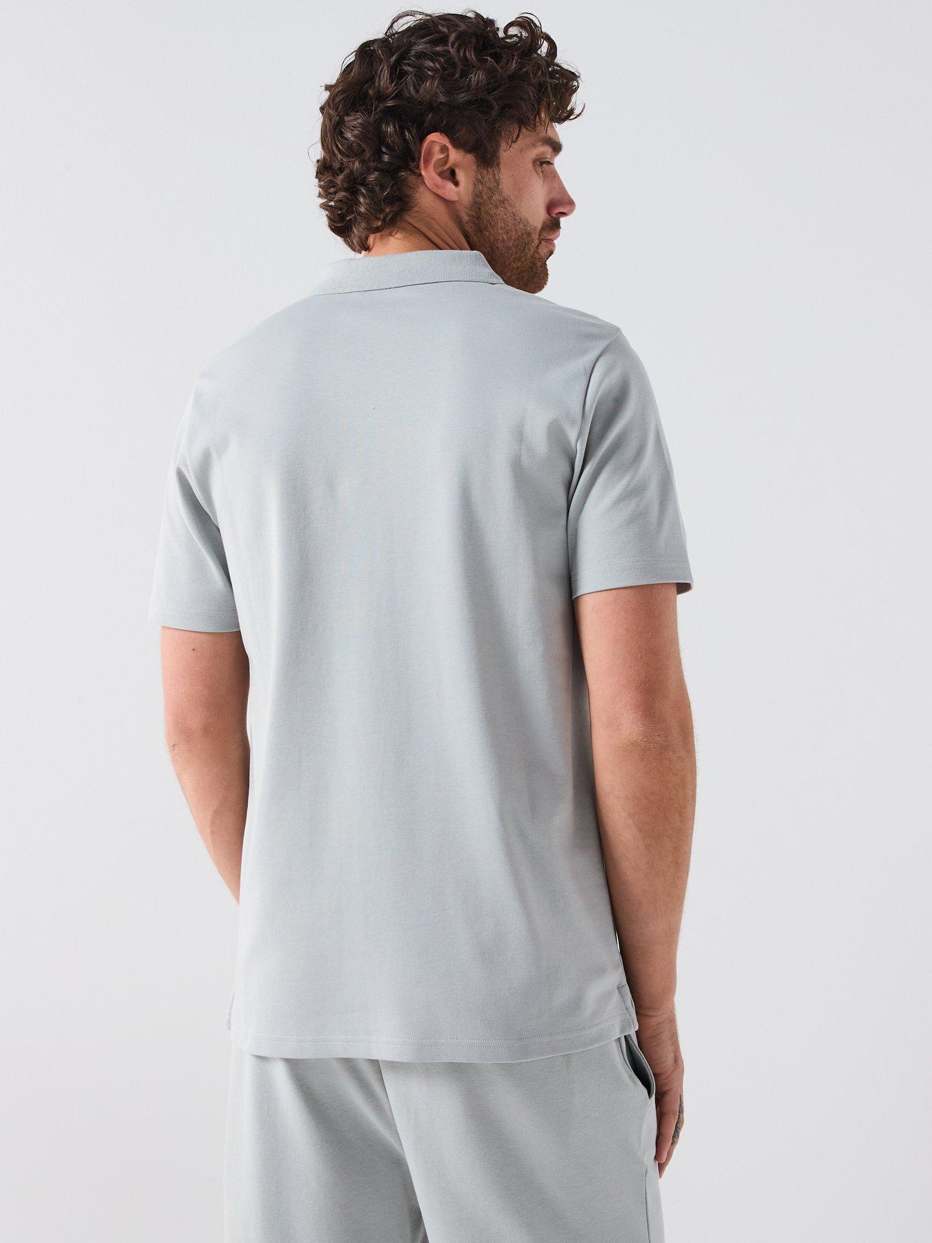 Very Man Interlock Notch Polo - Light Grey | Littlewoods