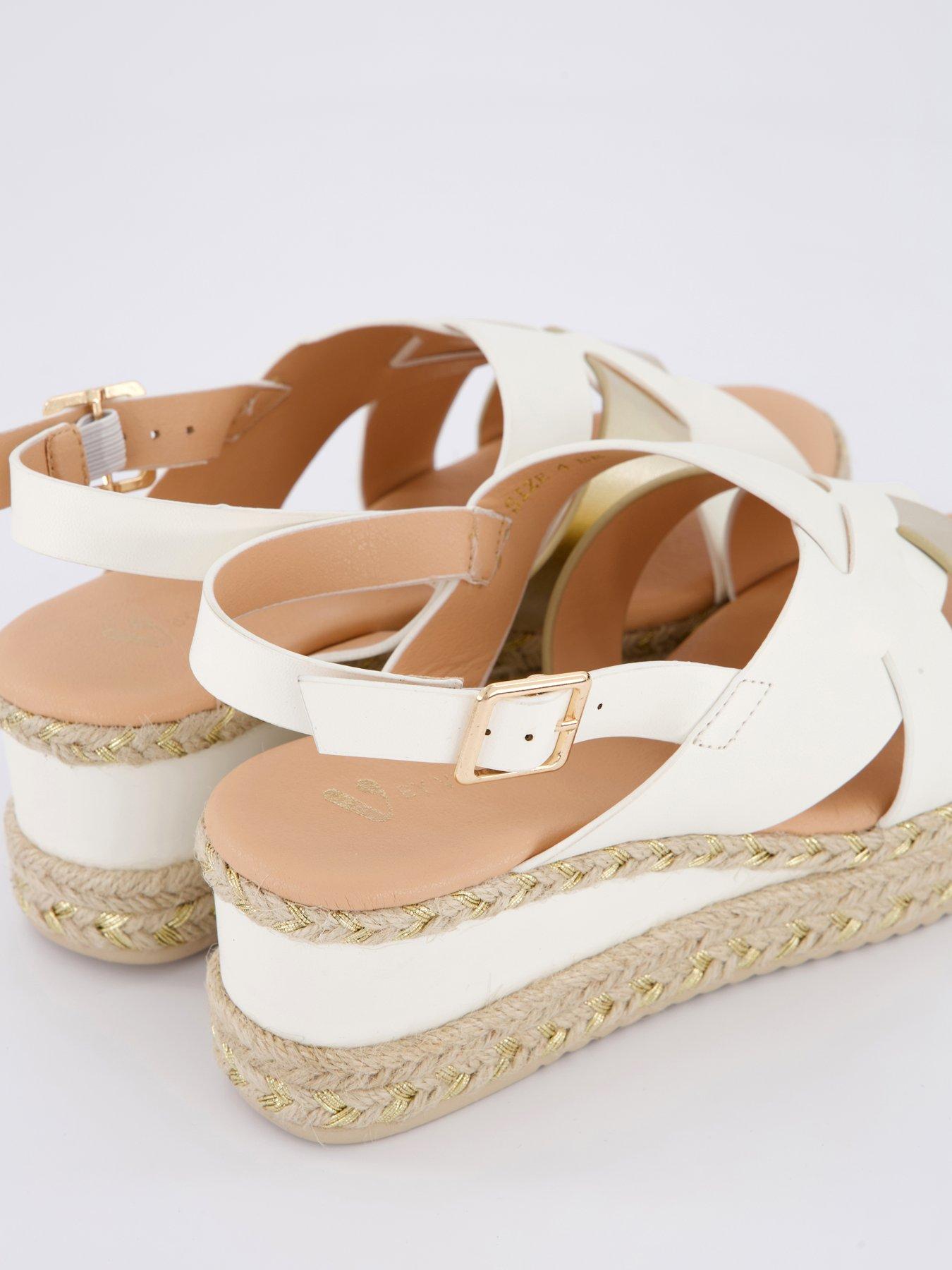 V by Very Wide Fit Wedge Sandal - White | Littlewoods