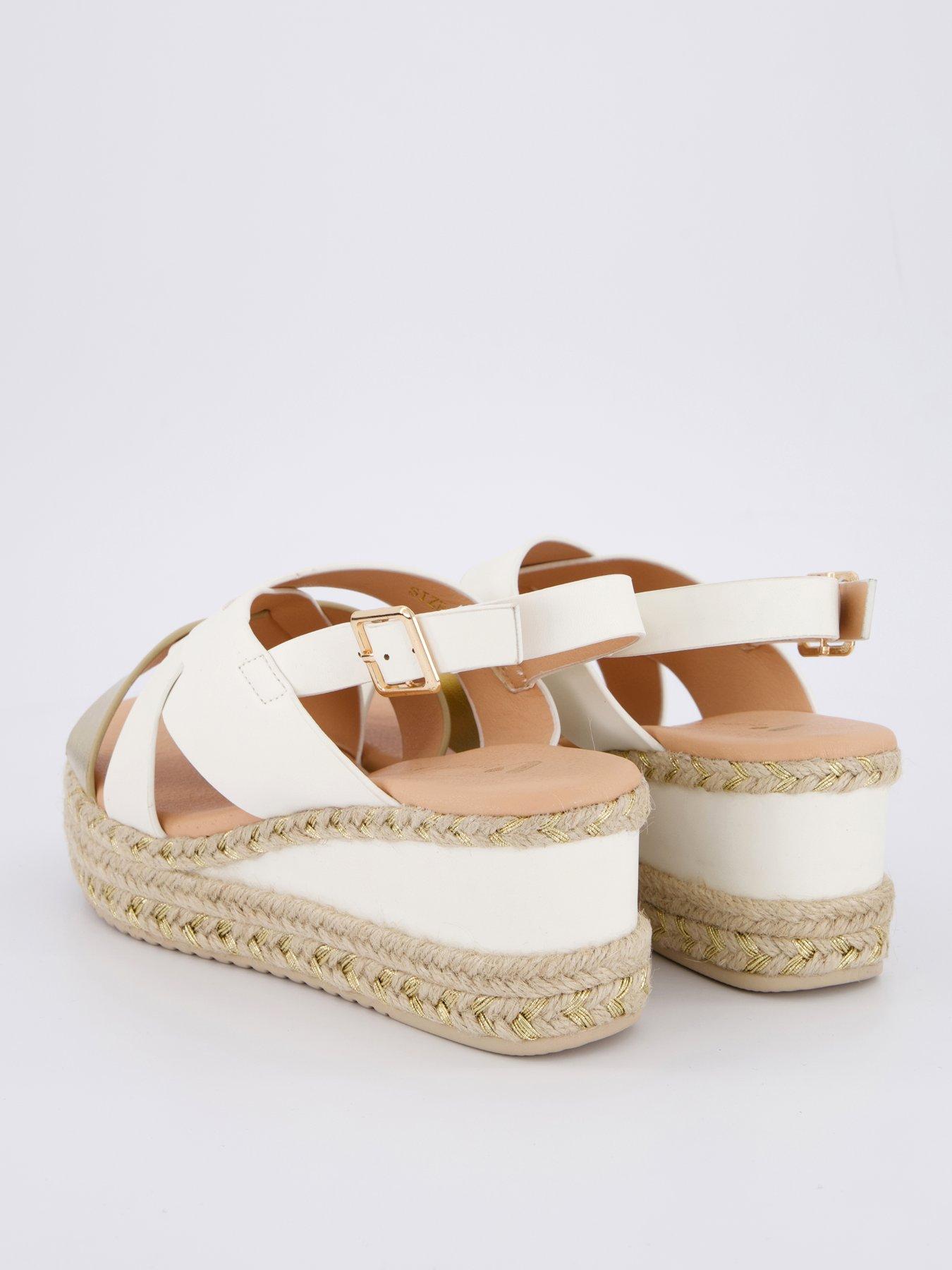 V by Very Wide Fit Wedge Sandal - White | Littlewoods