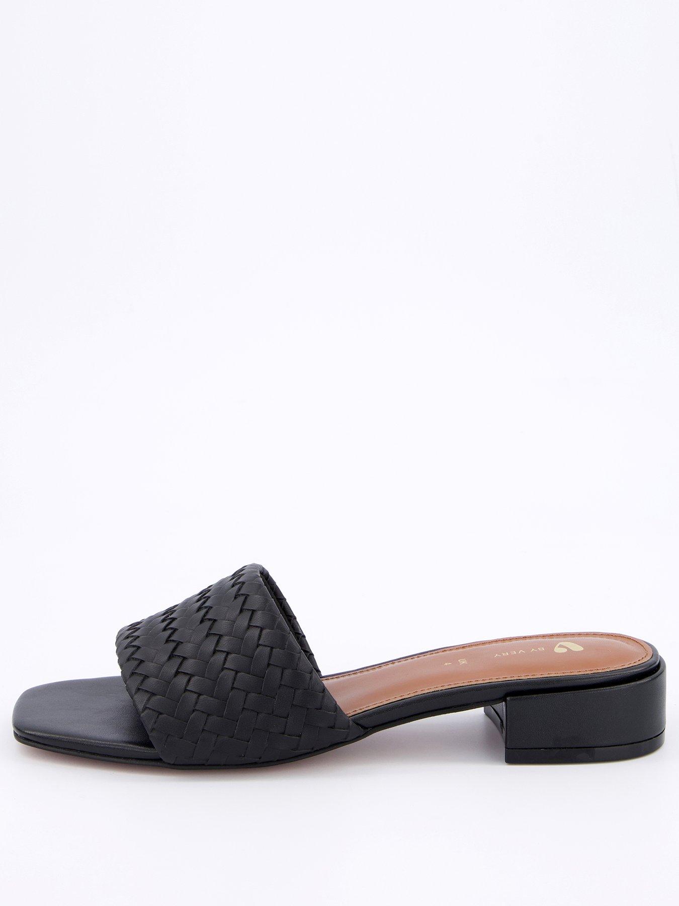 V by Very Weave Low Heel Sliders - Black | Littlewoods