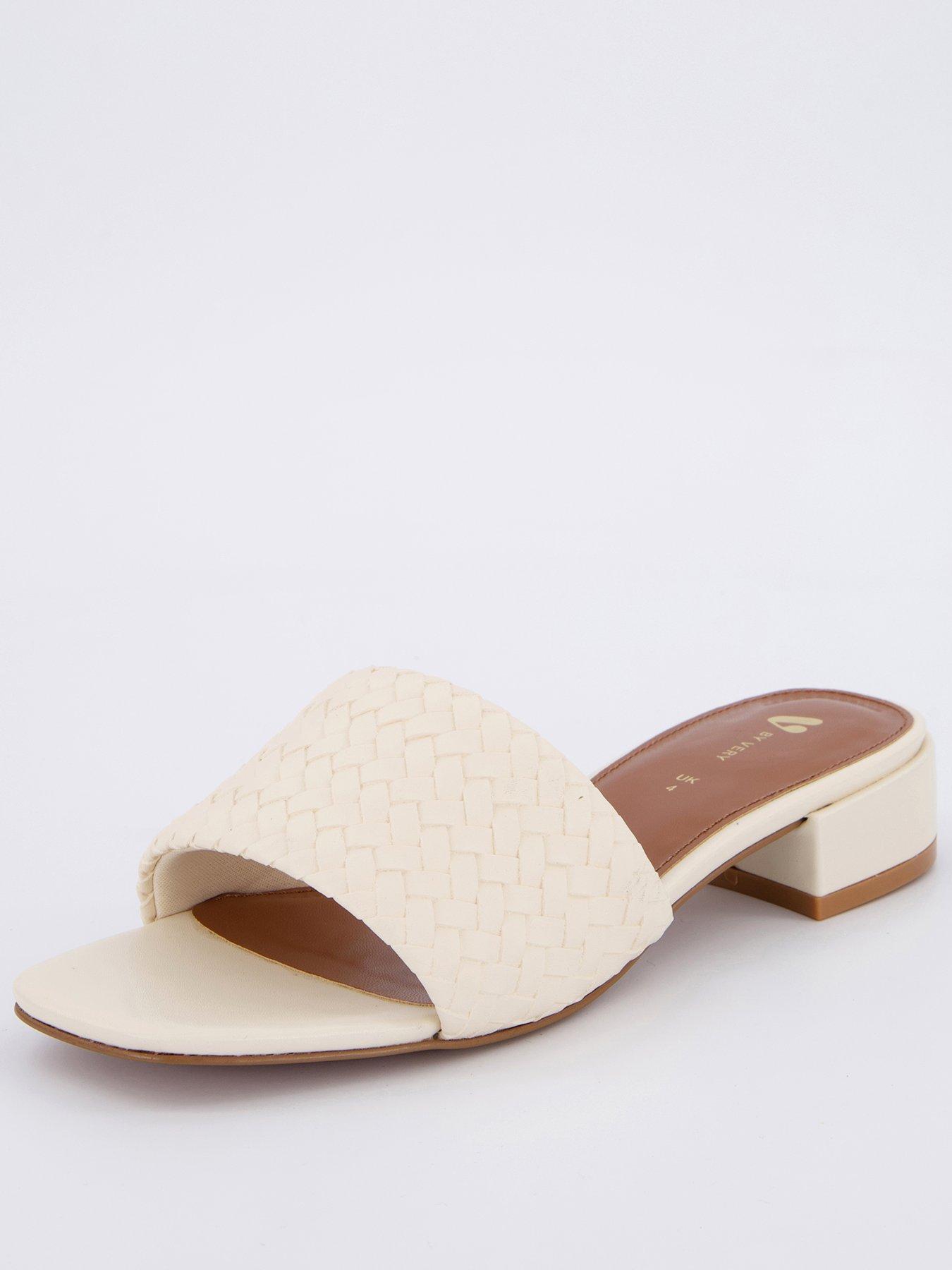 V by Very Weave Low Heel Sliders - Cream | Littlewoods