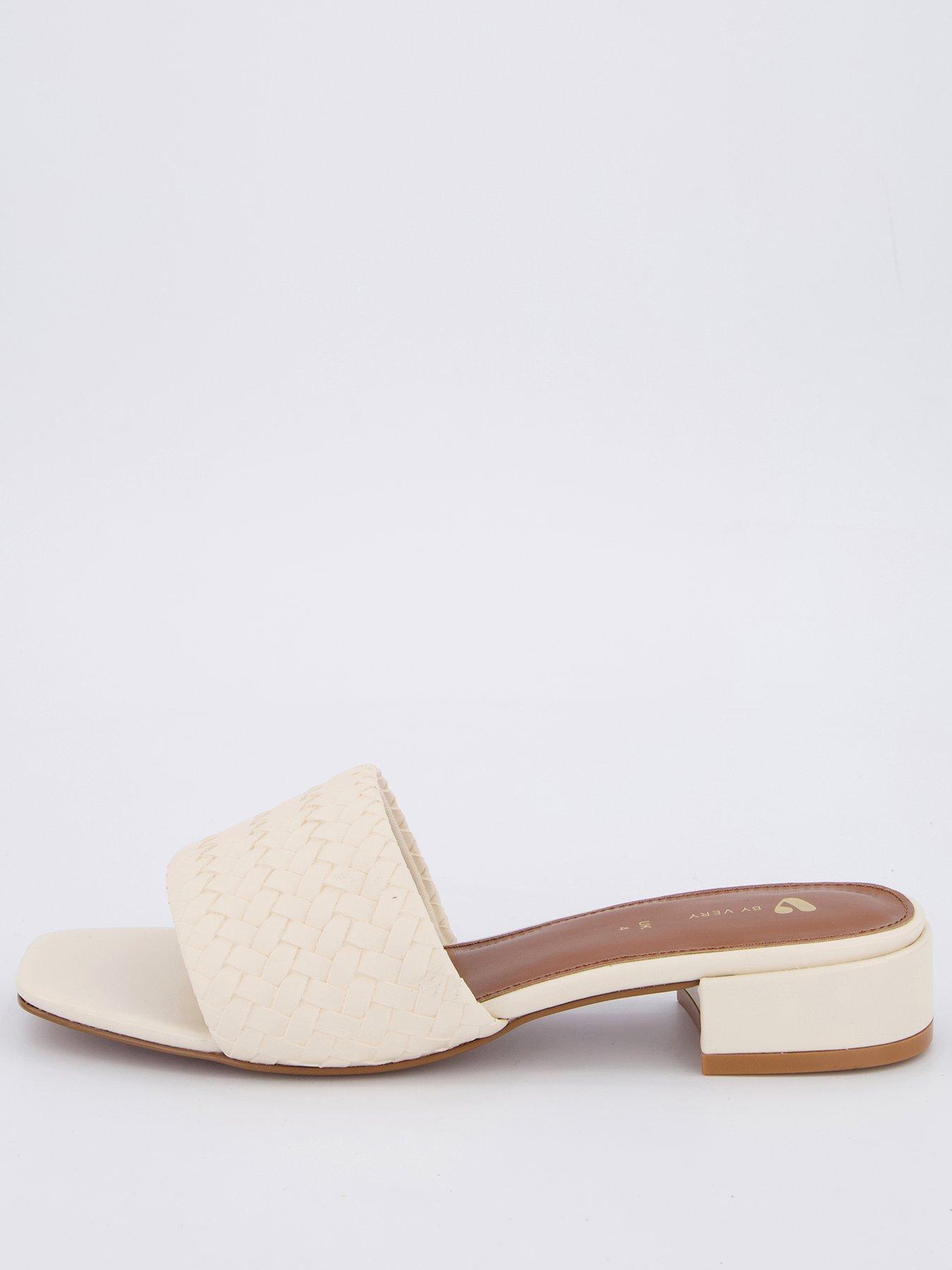 V by Very Weave Low Heel Sliders - Cream | Littlewoods