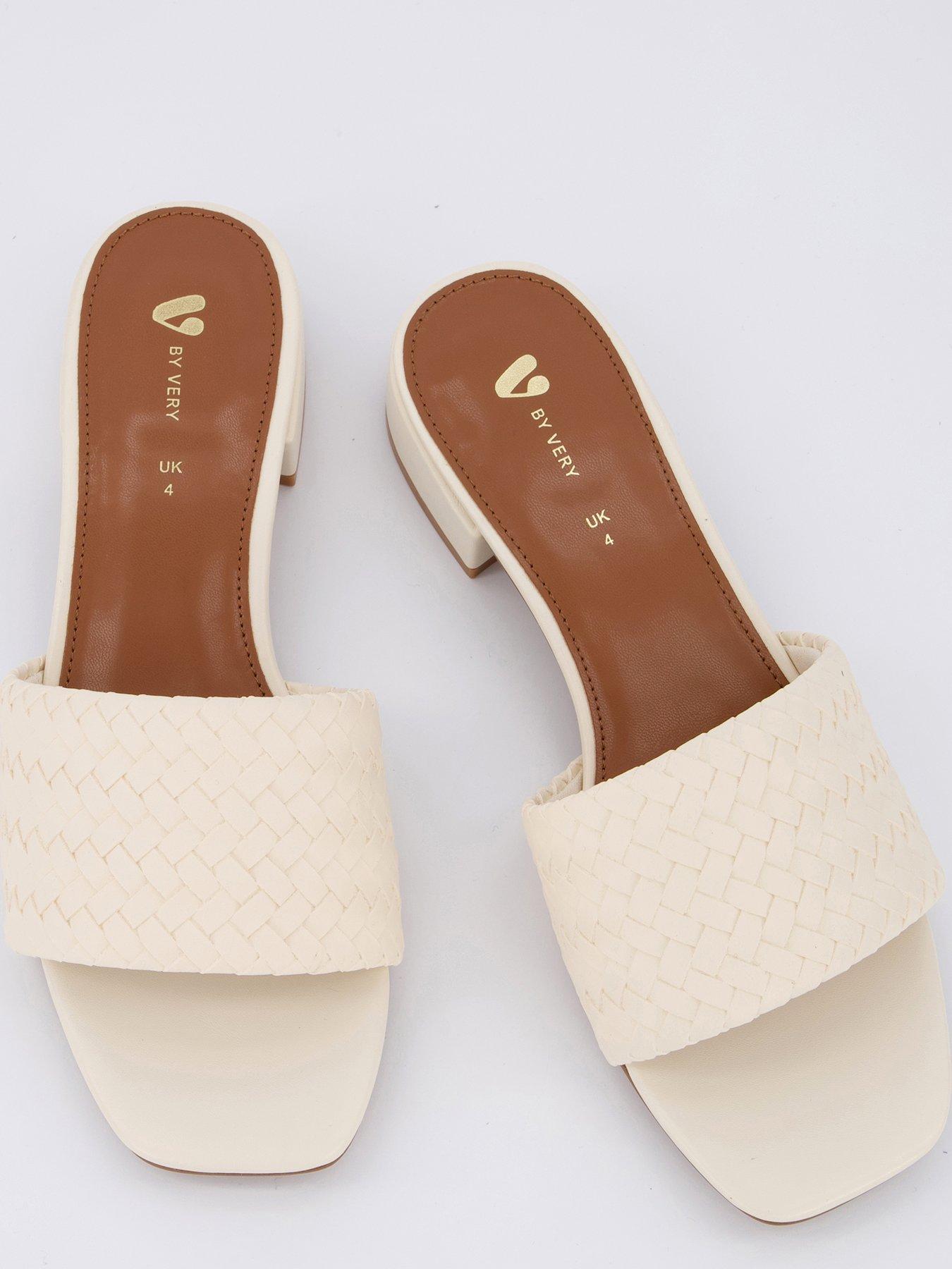 V by Very Weave Low Heel Sliders - Cream | Littlewoods