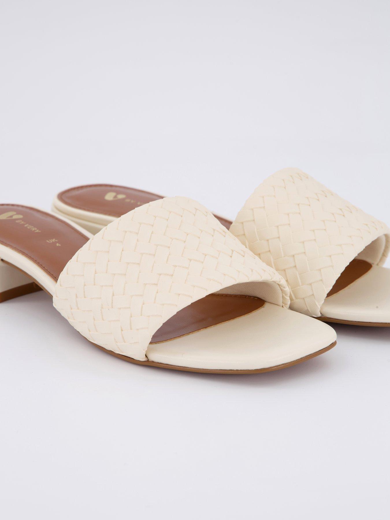 V by Very Weave Low Heel Sliders - Cream | Littlewoods