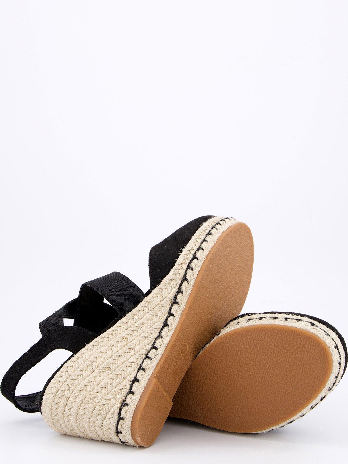 V by Very Extra Wide Fit Closed Toe Wedge With Elastic Strap - Black ...