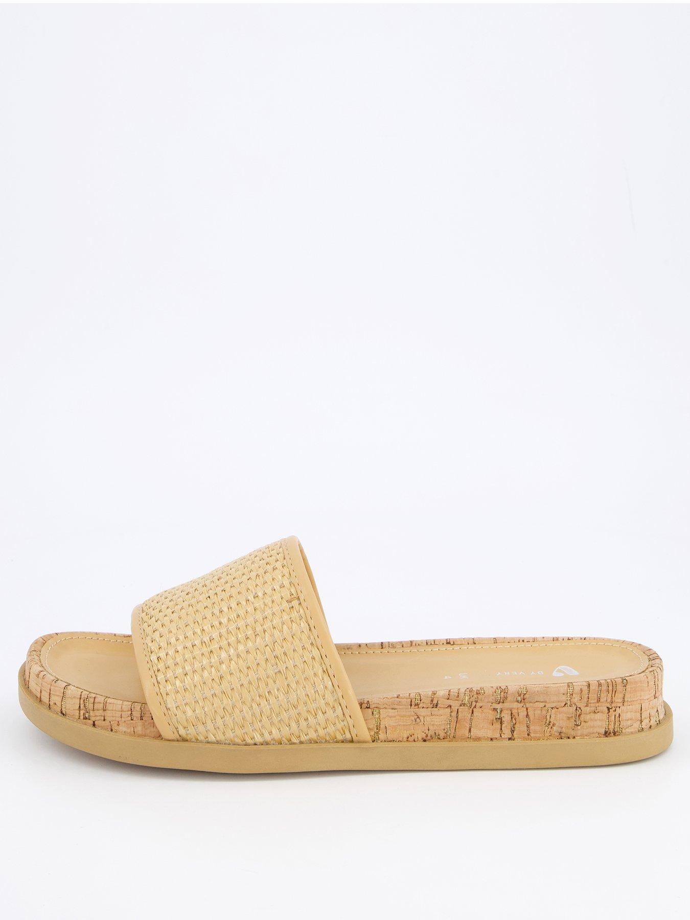 V by Very Raffia Cork Slider - Natural | Littlewoods