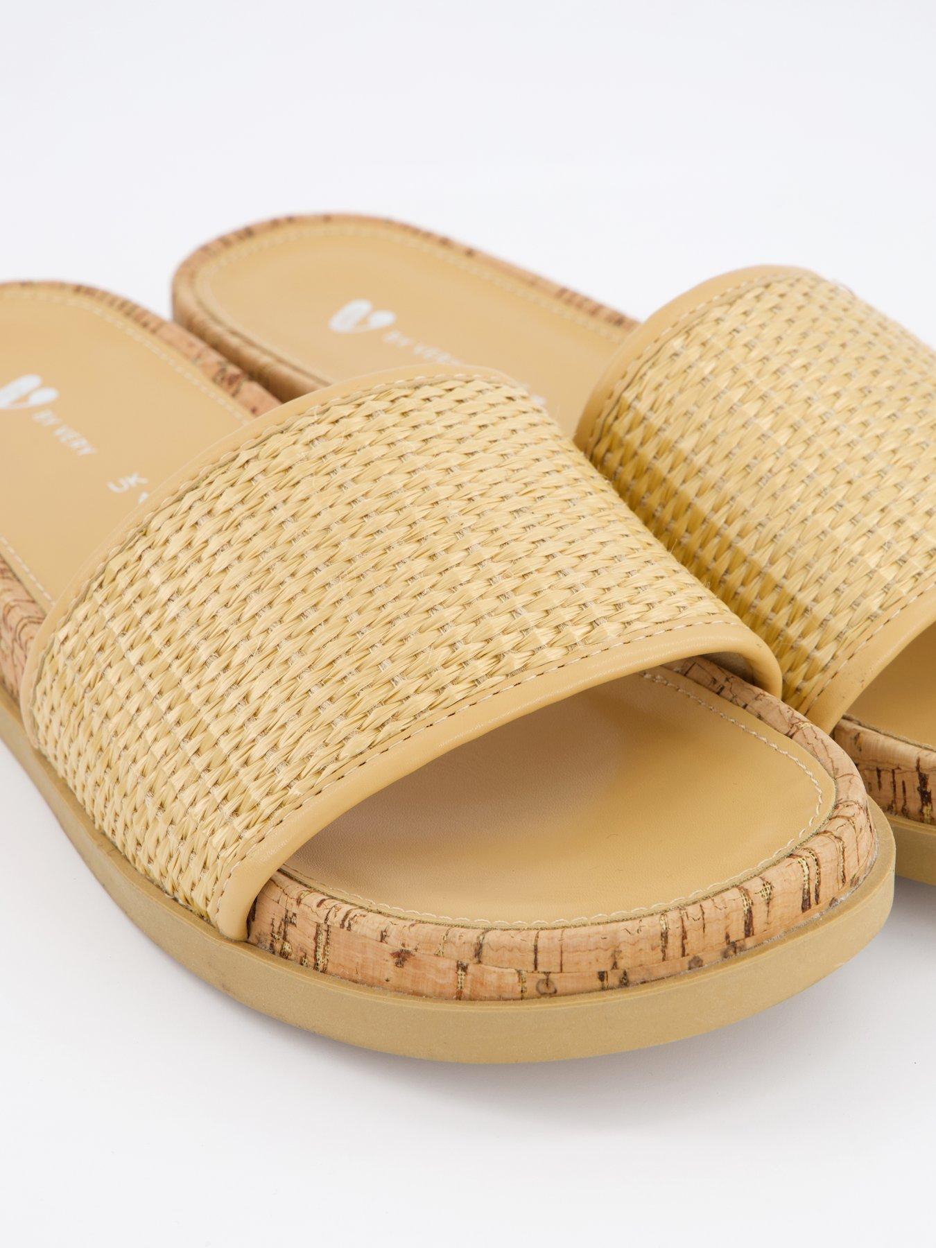V by Very Raffia Cork Slider - Natural | Littlewoods