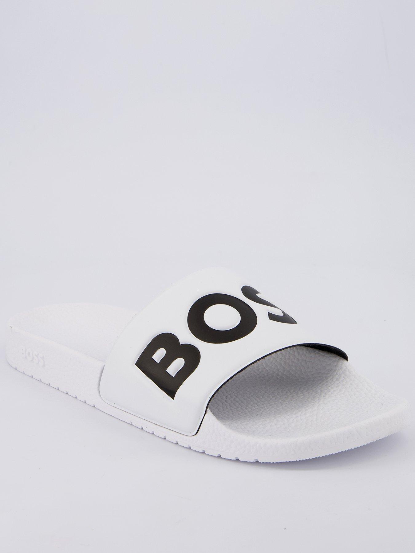 BOSS Aryeh Contrast Logo Sliders - White/Black | Littlewoods