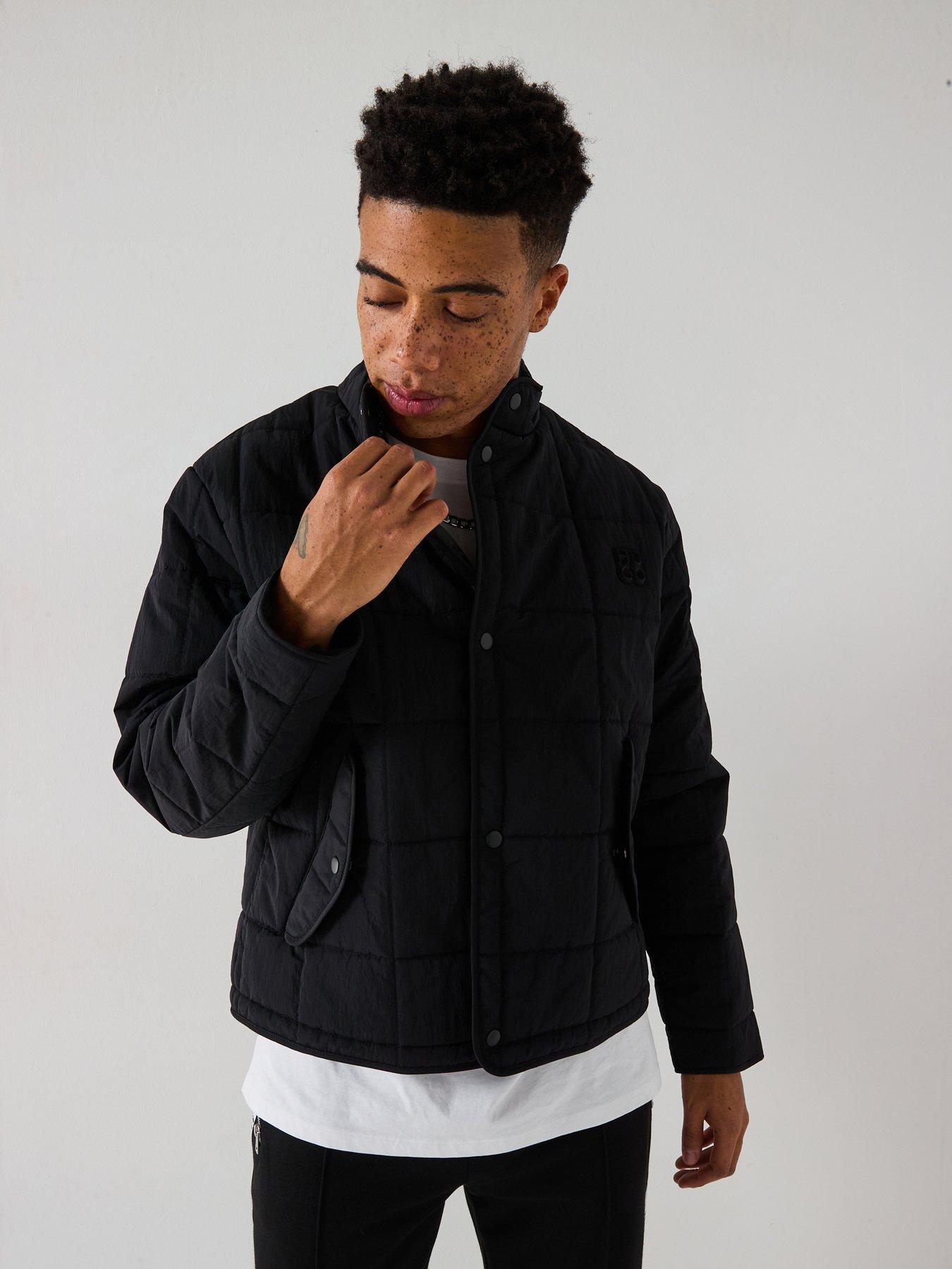 HUGO Birol2511 Square Quilted Harrington Jacket - Black | littlewoods.com