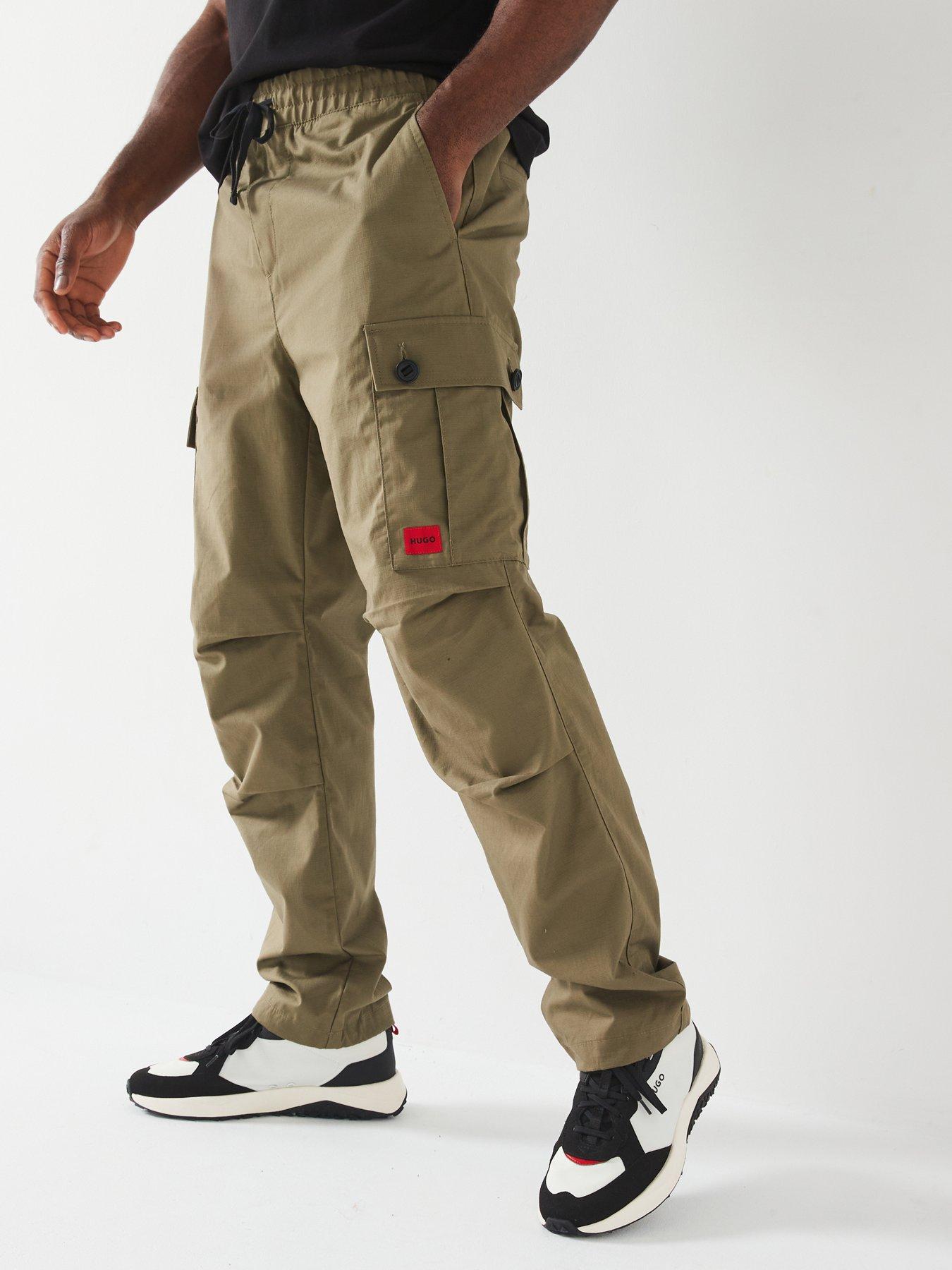 HUGO Garlo233 Regular Fit Drawstring Cargo Pants - Khaki | littlewoods.com