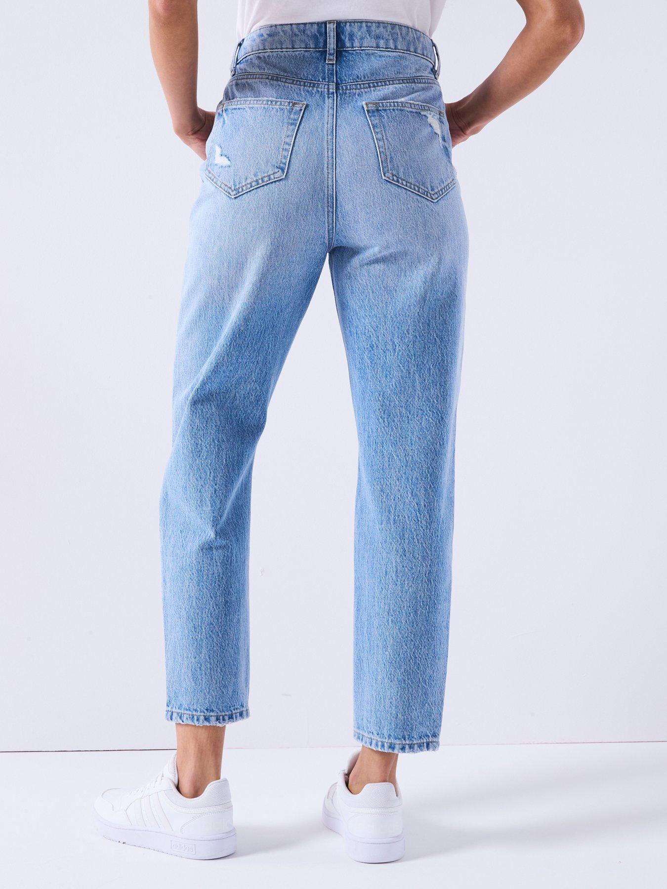 V by Very High Waist Mom Jeans With Rips | littlewoods.com