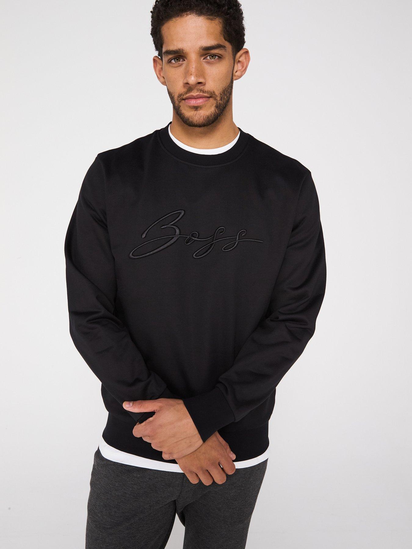 BOSS C-Soleri 70 Relaxed Fit Script Logo Crew Neck Sweatshirt - Black ...