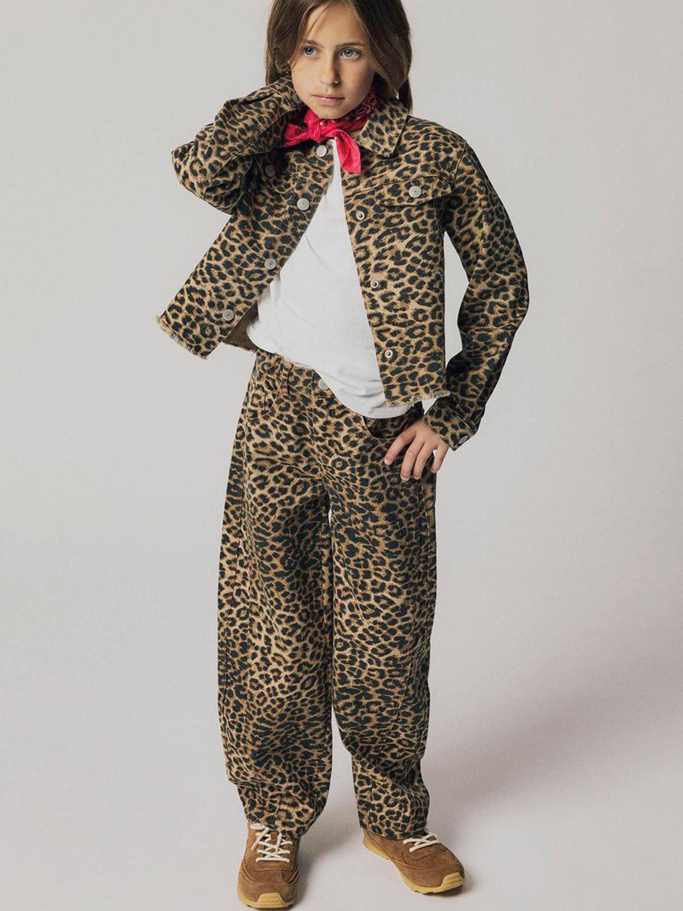 Name It Girls Leopard Print Jacket - Silver Mink Leopard | littlewoods.com