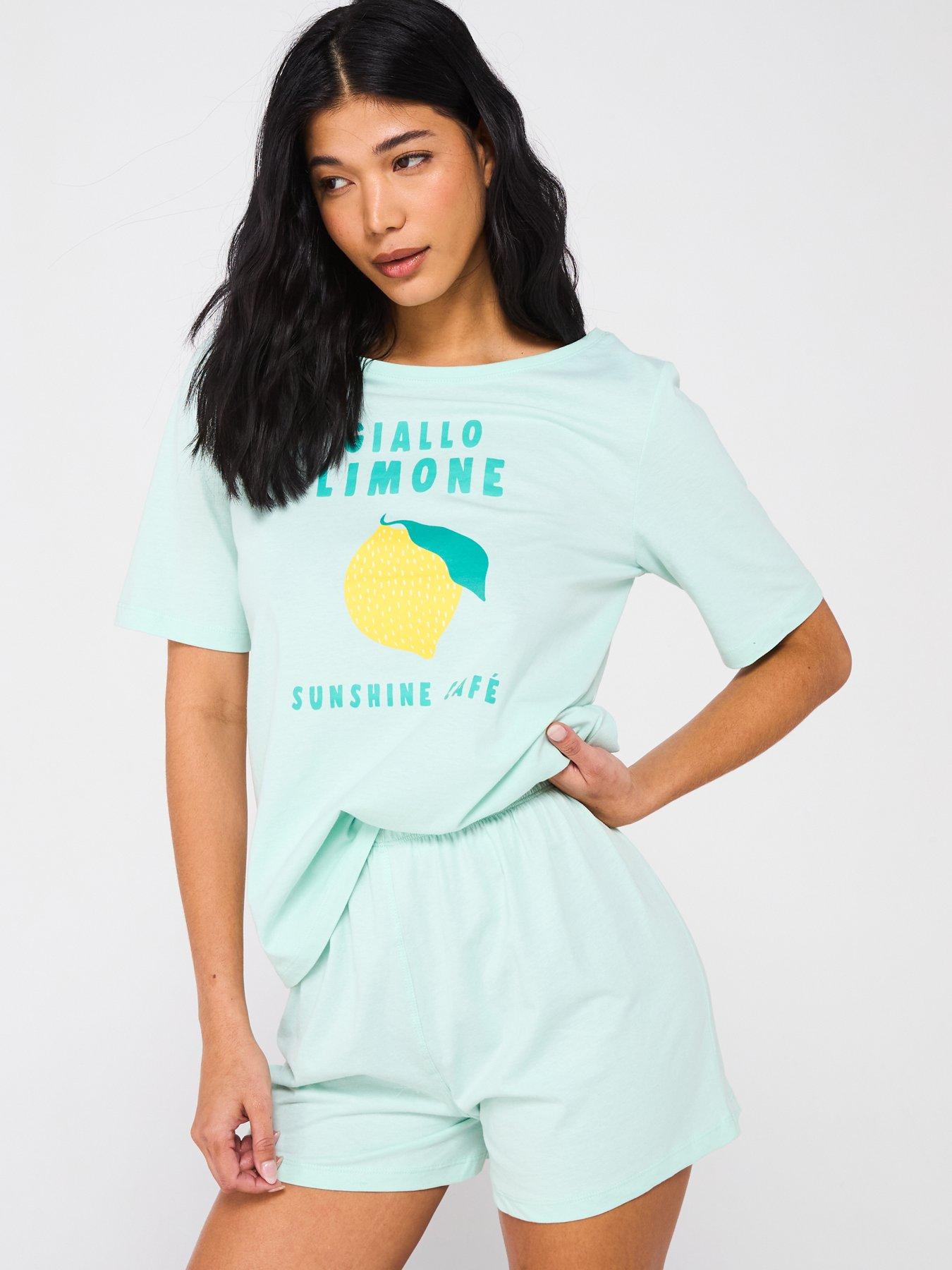 Everyday 2pk Printed Lemon Short Sets | Littlewoods