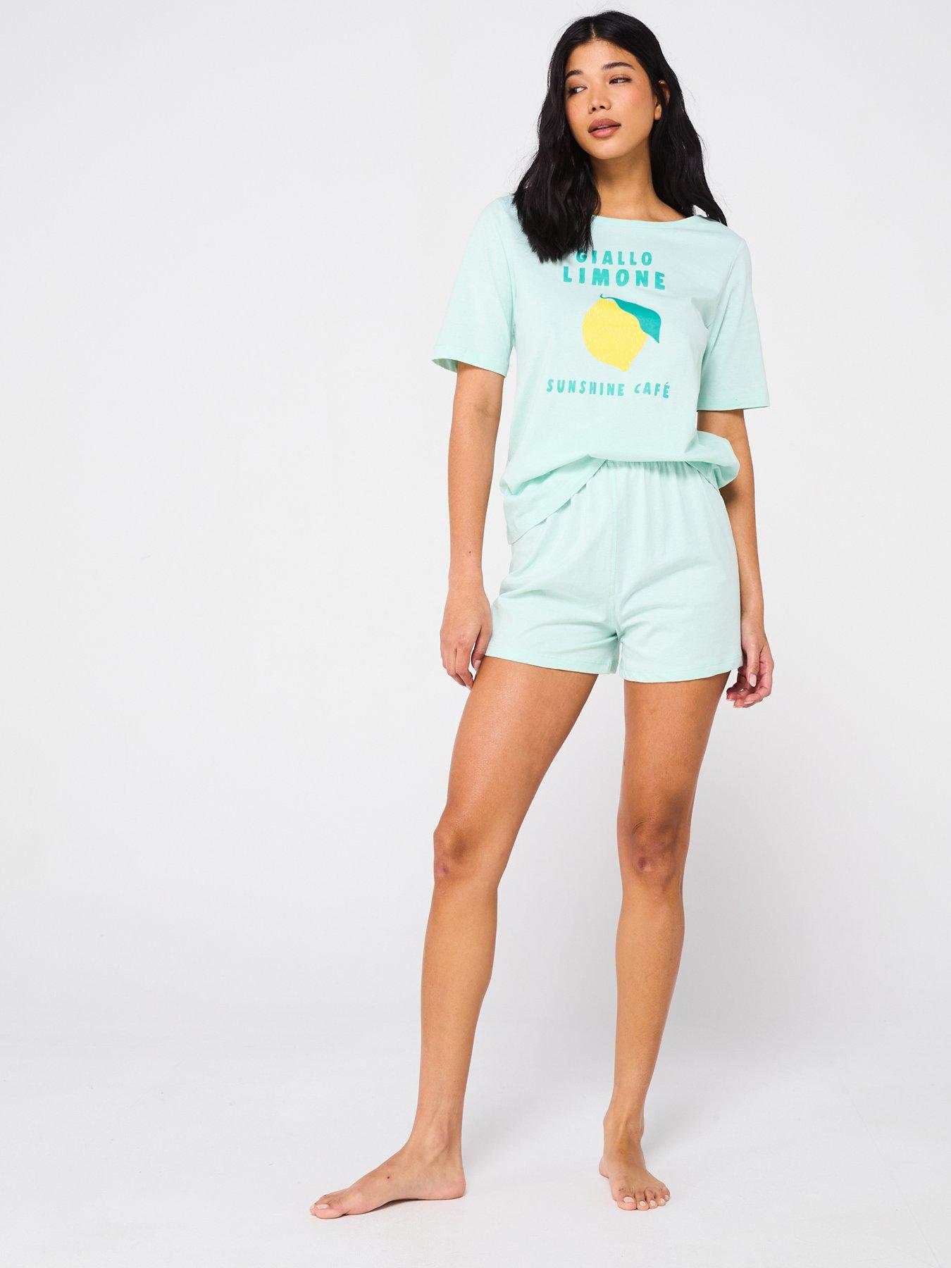 Everyday 2pk Printed Lemon Short Sets | Littlewoods