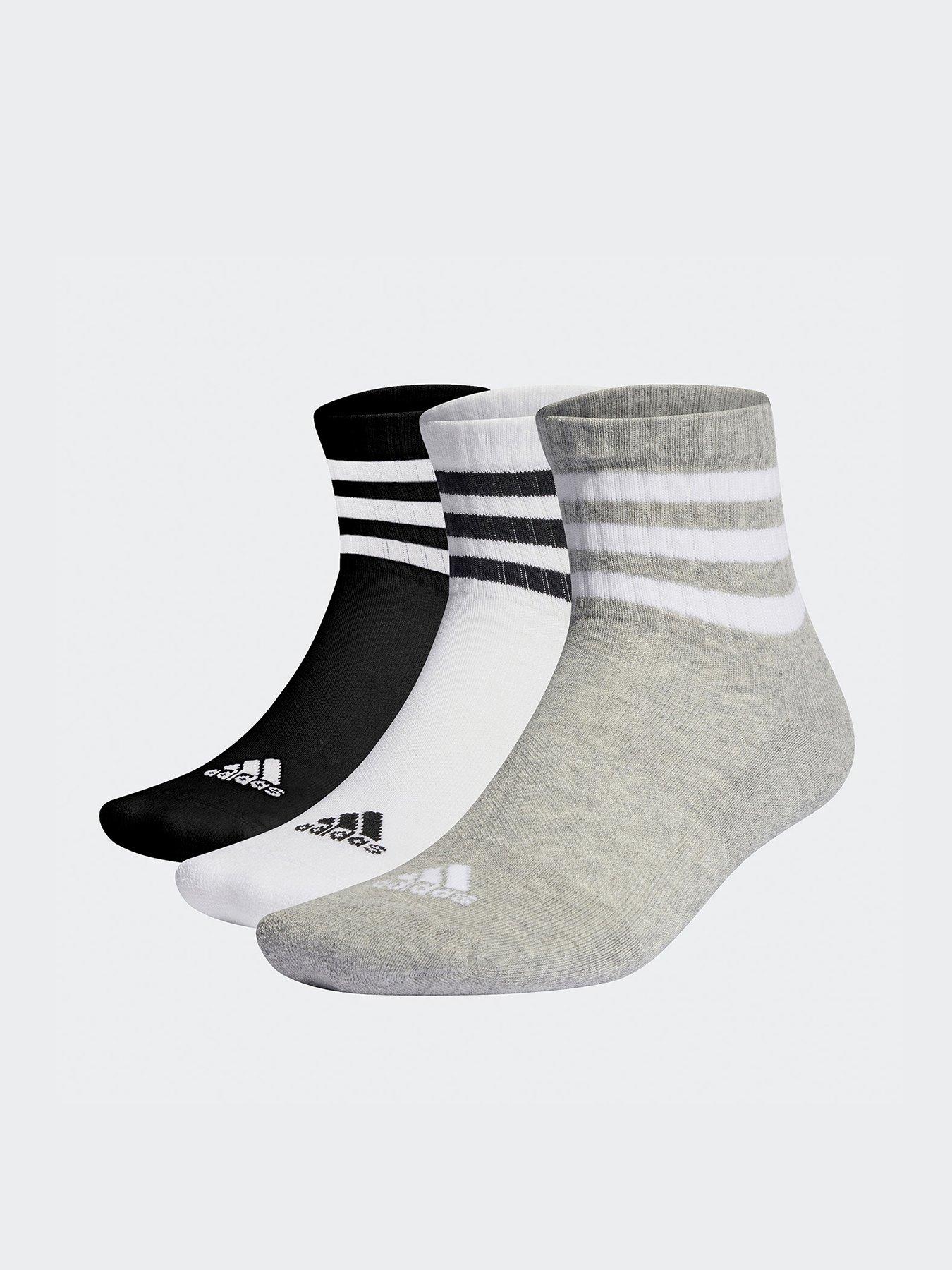 adidas 3-Stripes Cushioned Sportswear Mid-Cut Socks 3 Pairs ...