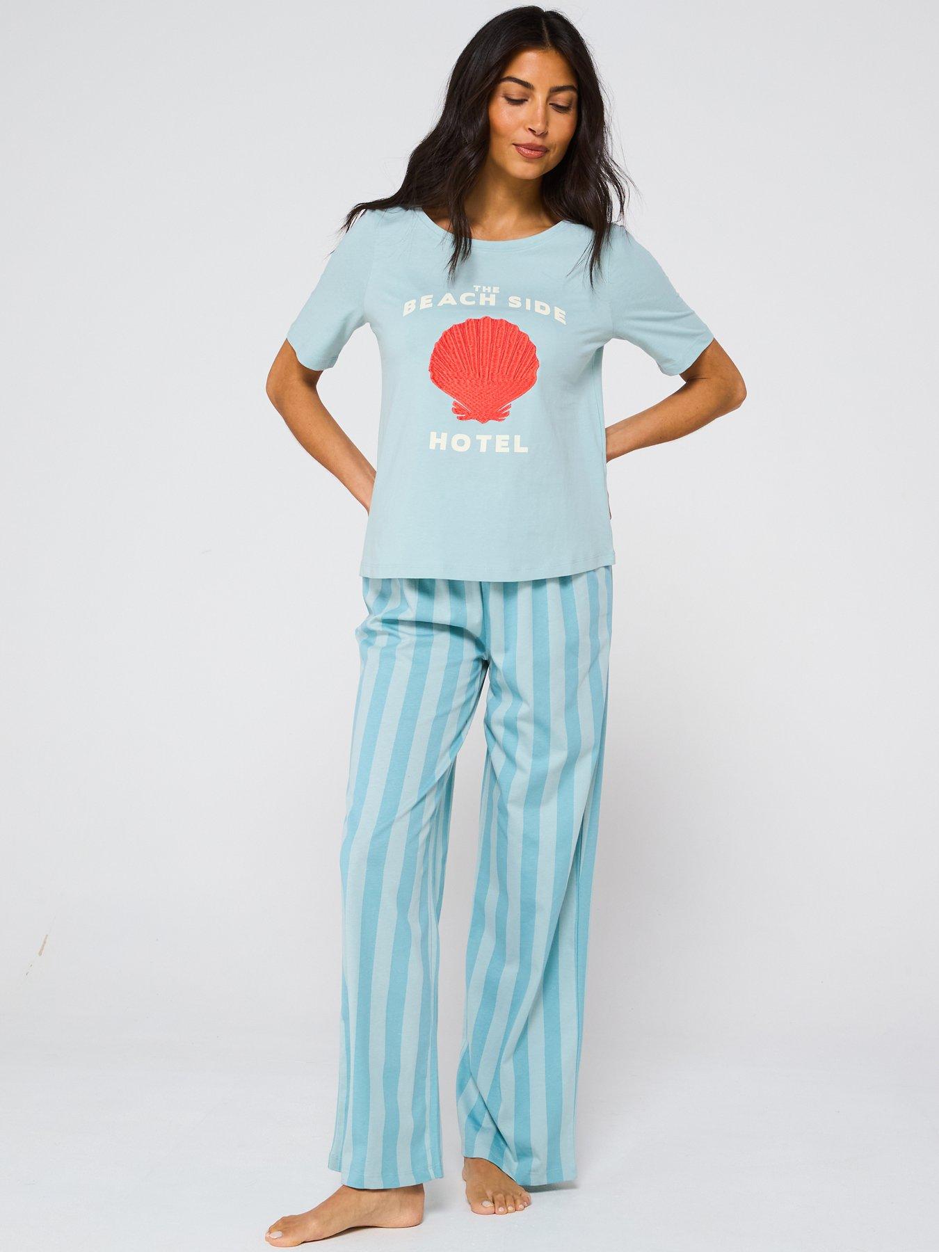 Everyday Jersey Short Sleeve Shell Print Wide Leg Pj Set | Littlewoods