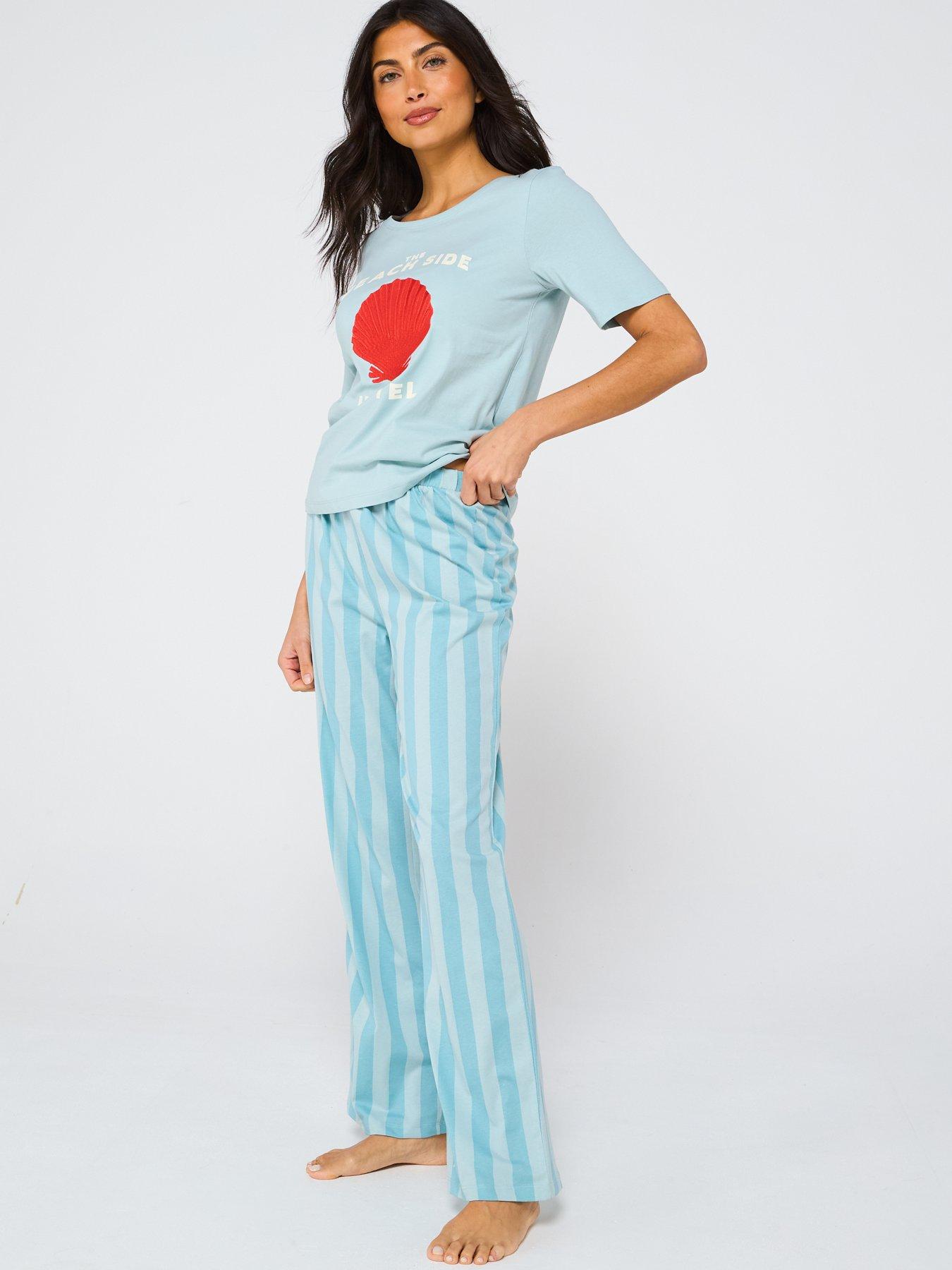 Everyday Jersey Short Sleeve Shell Print Wide Leg Pj Set | Littlewoods