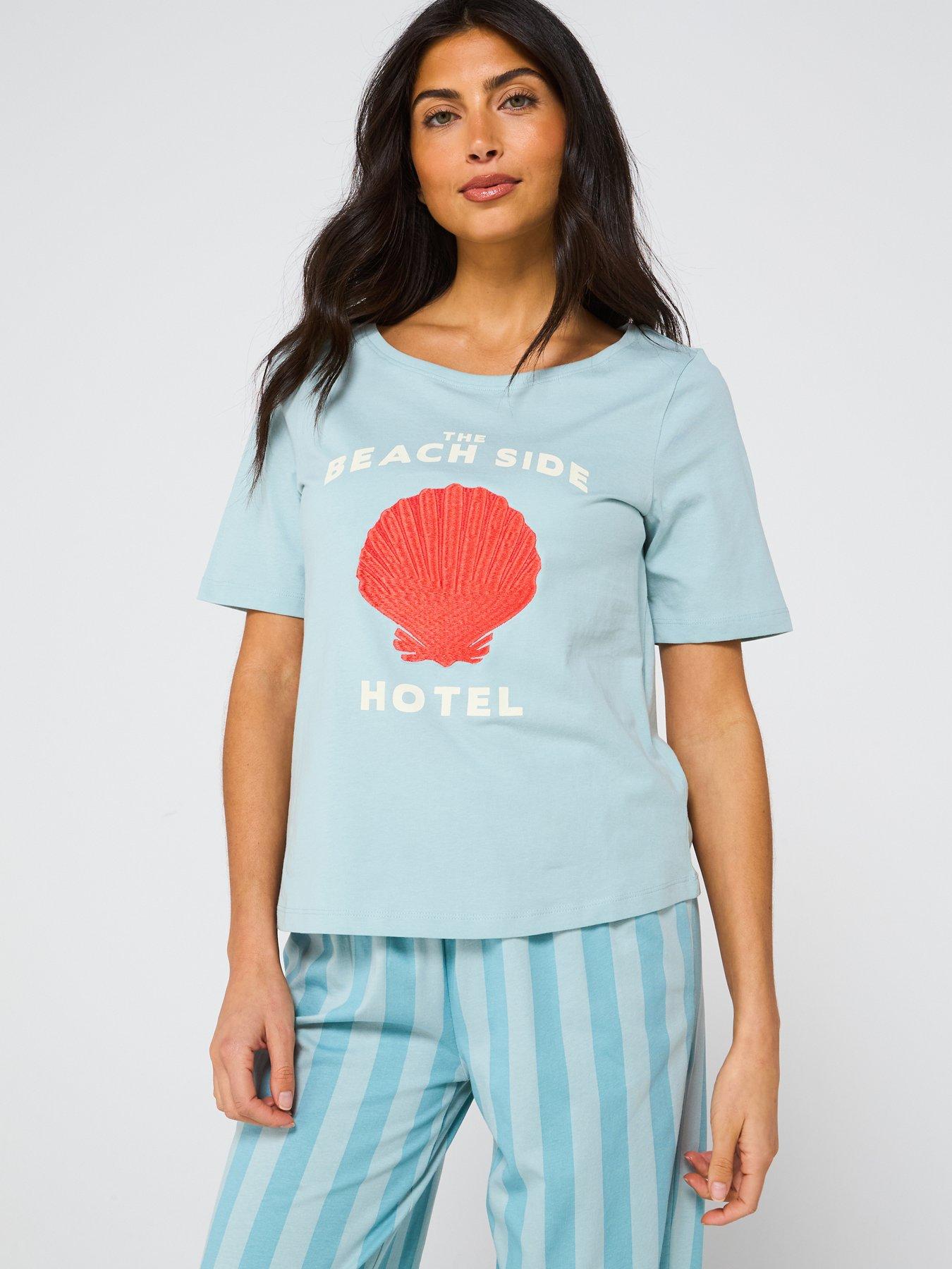Everyday Jersey Short Sleeve Shell Print Wide Leg Pj Set | Littlewoods