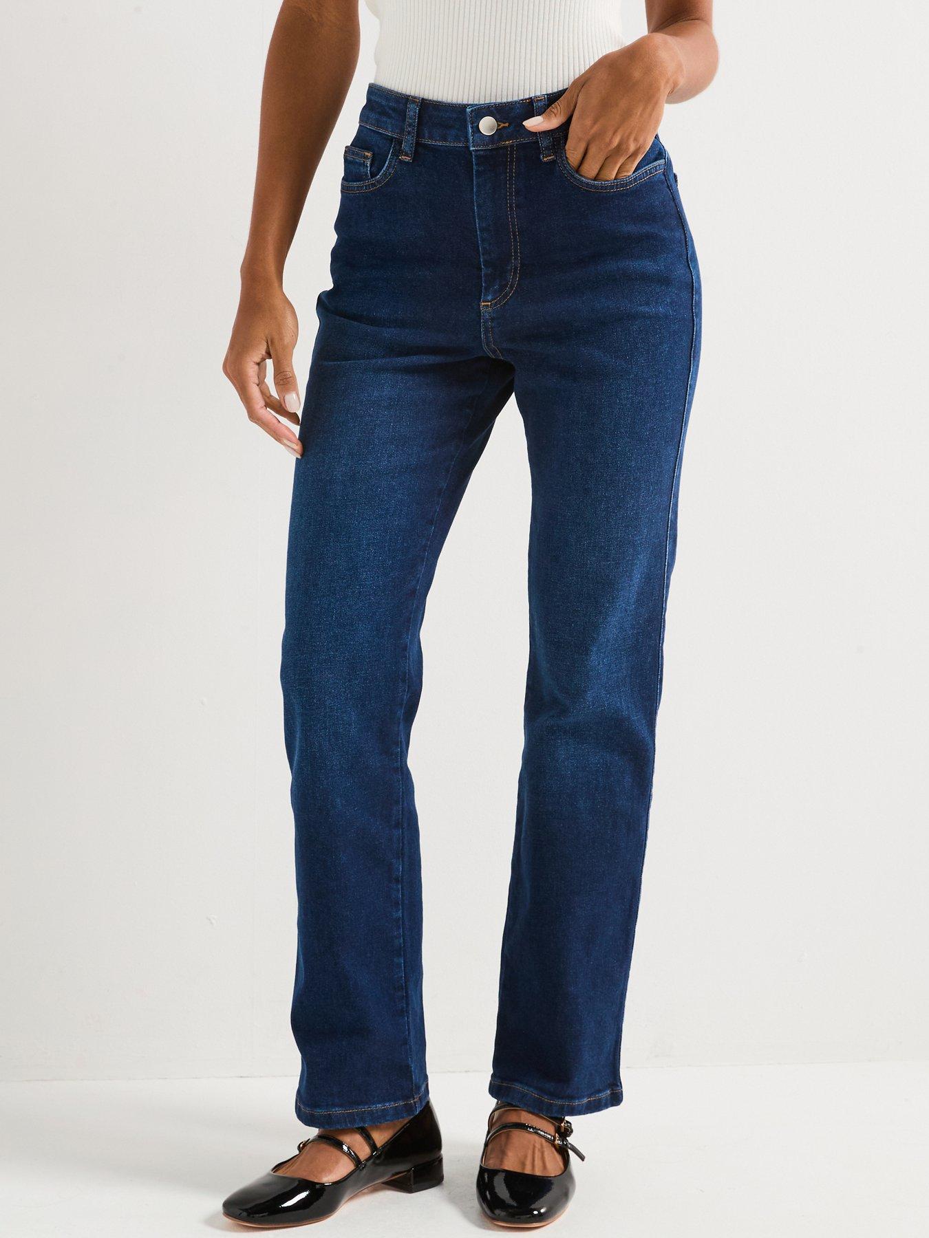 V by Very High Rise Straight Jeans - Dark Wash | littlewoods.com