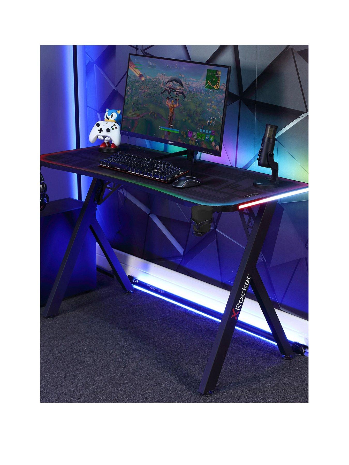 X Rocker Lumio Compact Gaming Desk with 3 Sided app-controlled LED ...