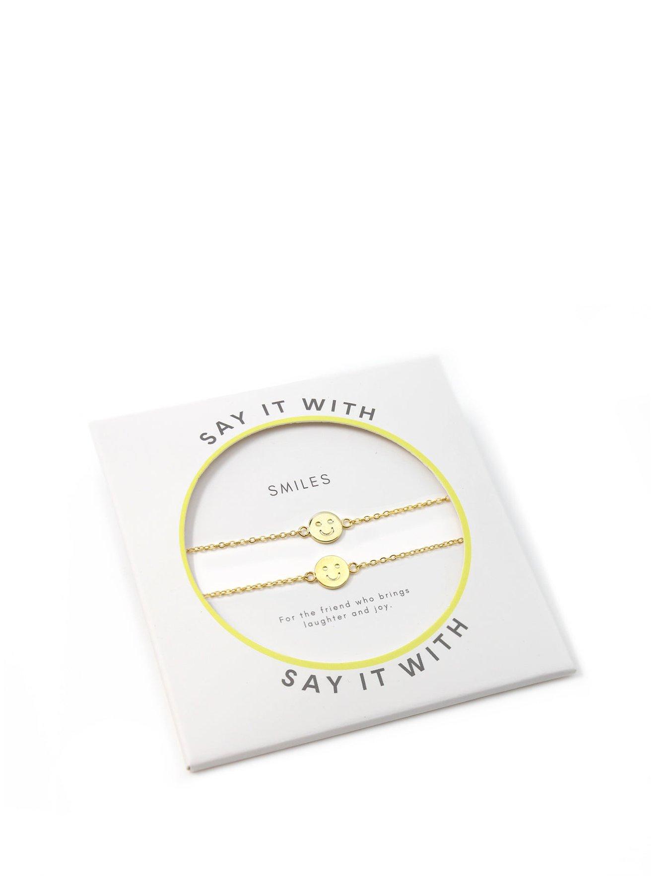 Say It With Children's Smiley Friendship Bracelets - Yellow Gold ...