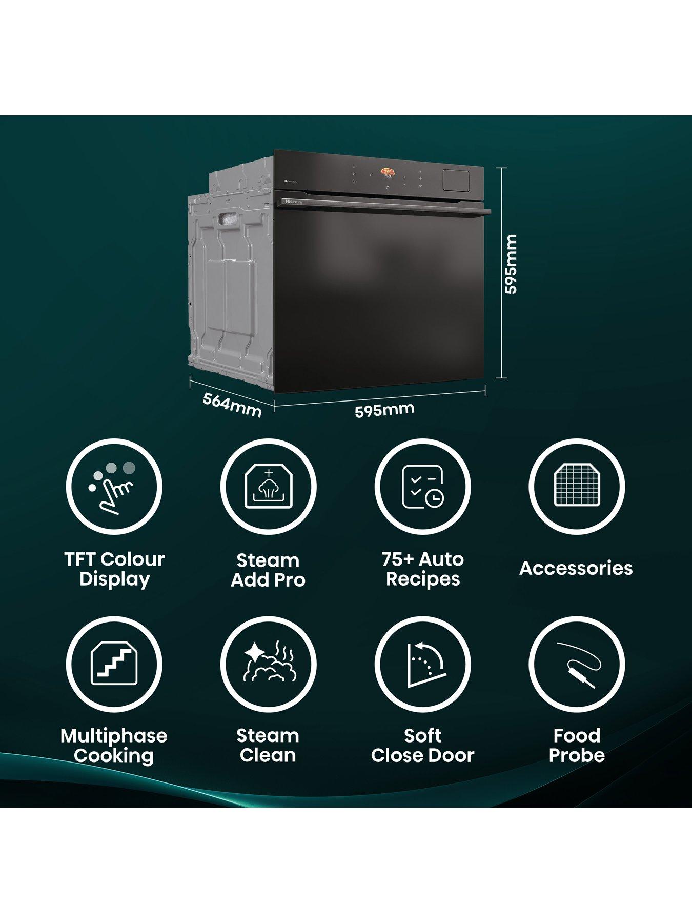 Hisense Hi8 BlackLine BAS6AH8BUKWF 77L Built In Electric Single Steam ...