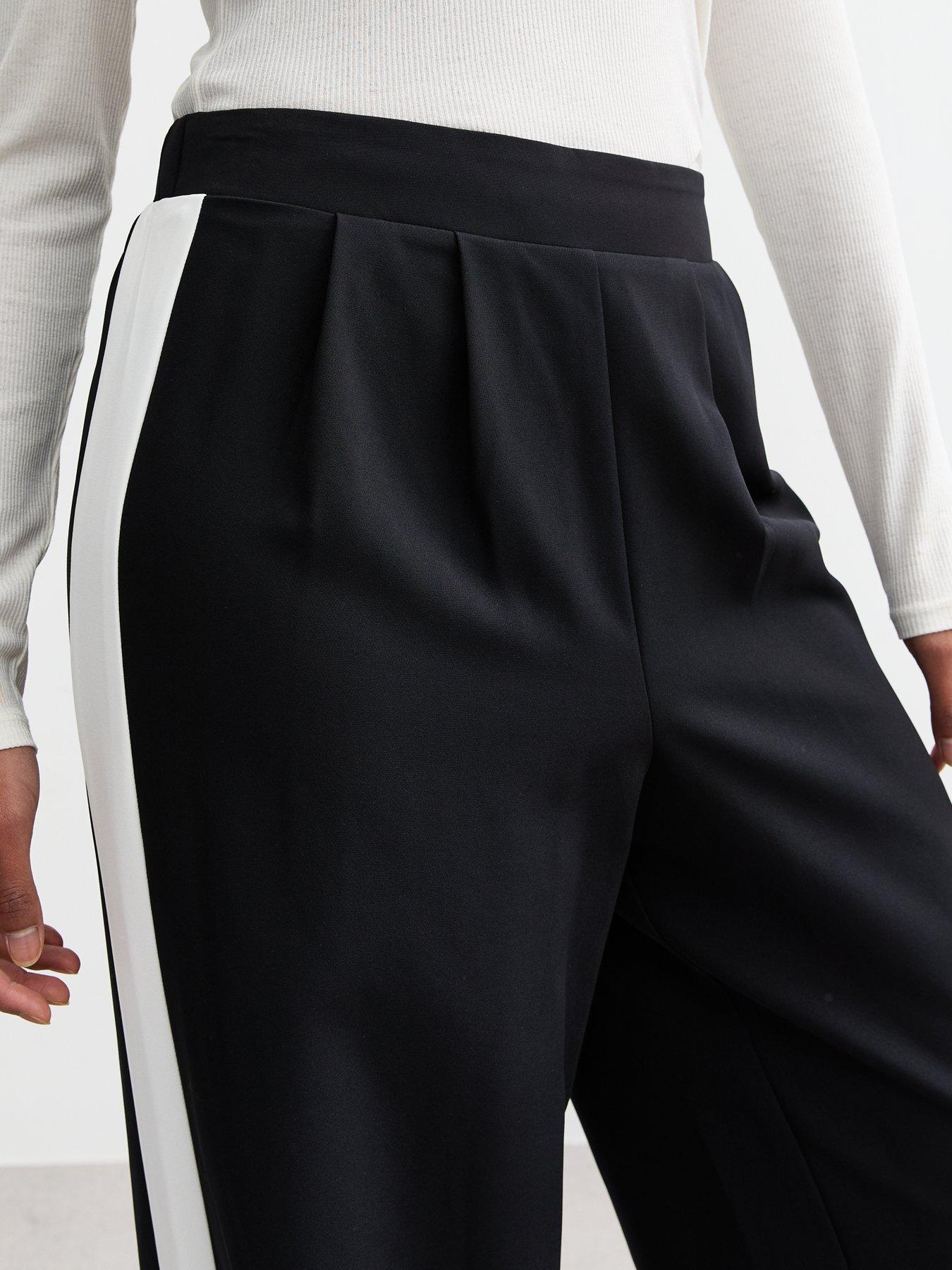 New Look Side Stripe Tailored Wide Leg Jersey Trousers - Black ...