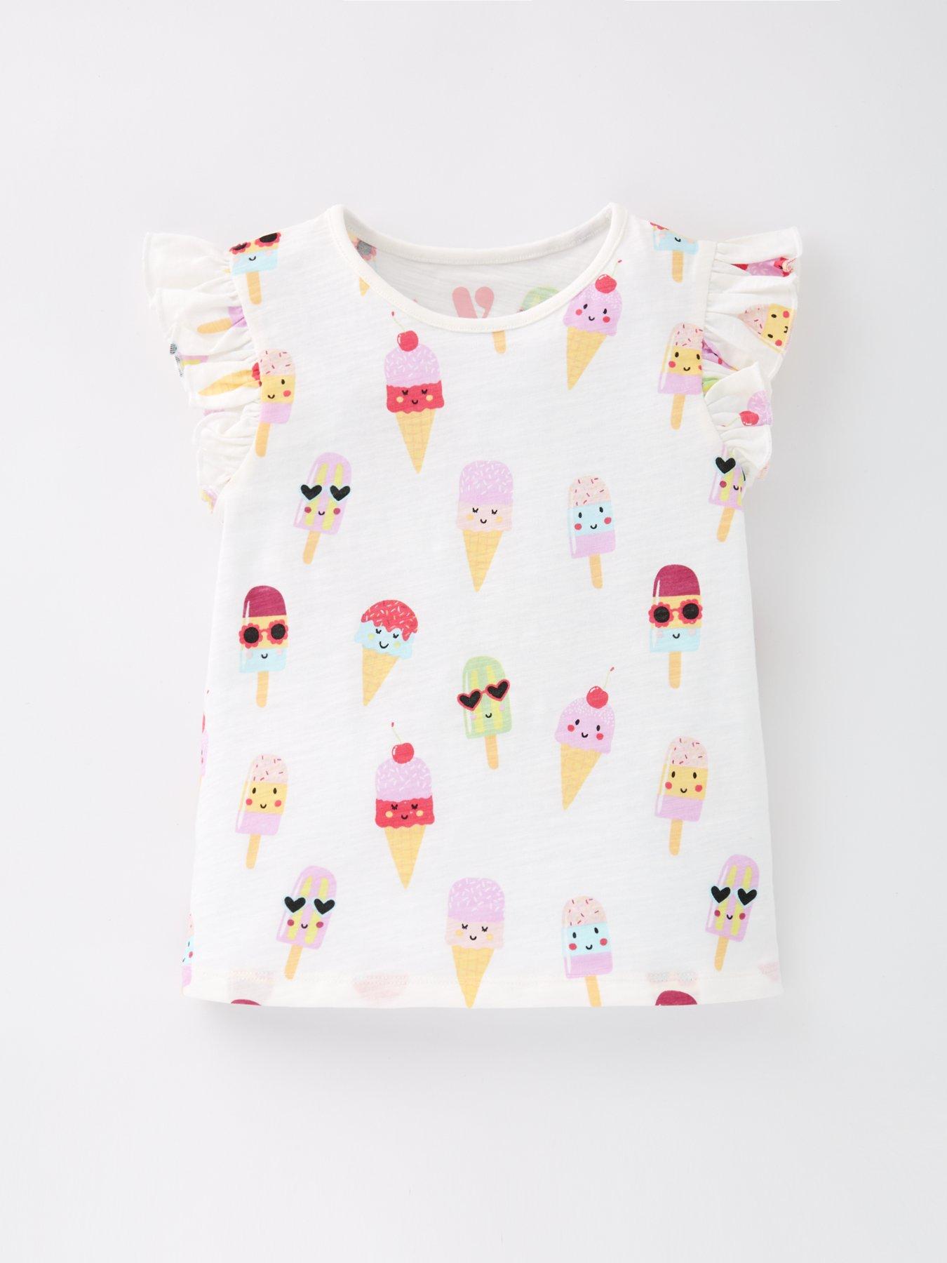 Mini V by Very Girls Matching Set Frill Ice Cream 3 Pack T-shirts ...
