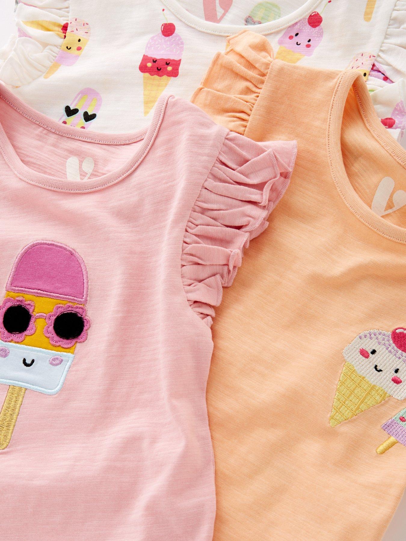 Mini V by Very Girls Matching Set Frill Ice Cream 3 Pack T-shirts ...