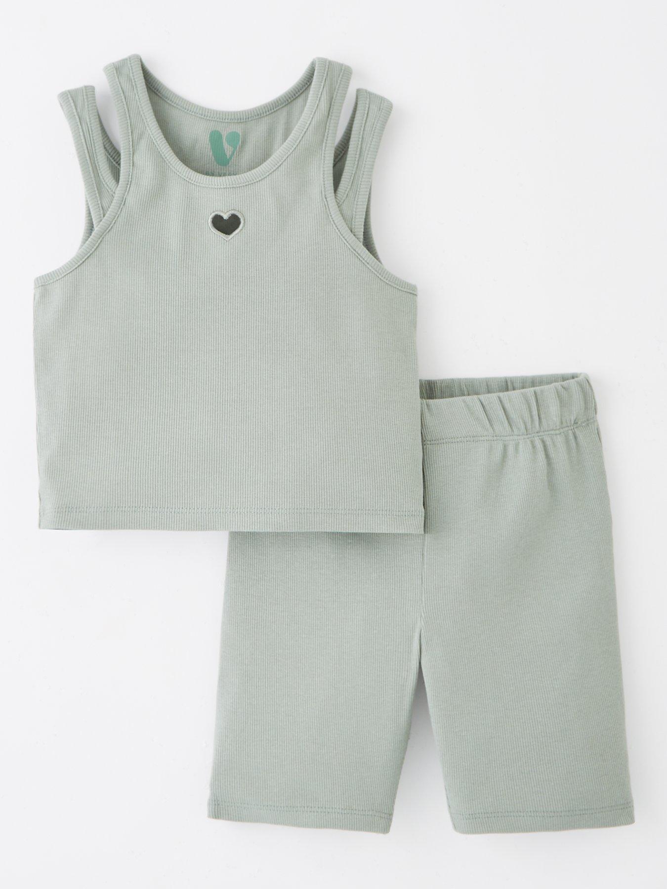V by Very Girls Rib Top And Cycling Short - Multi | Littlewoods