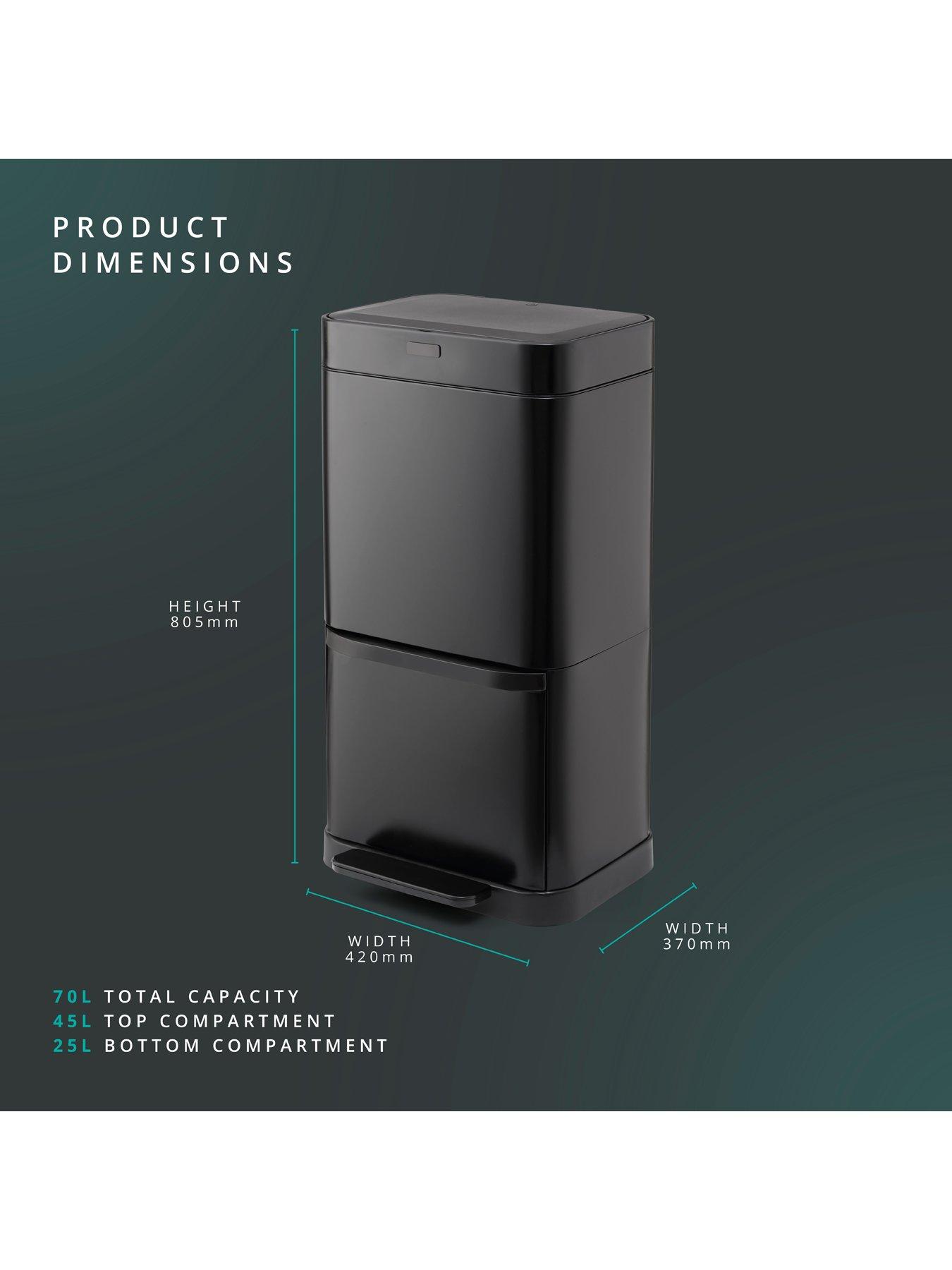 Swan Stealth Dual Recycling Sensor Bin, Retainer Ring, Iron Body, 70L ...