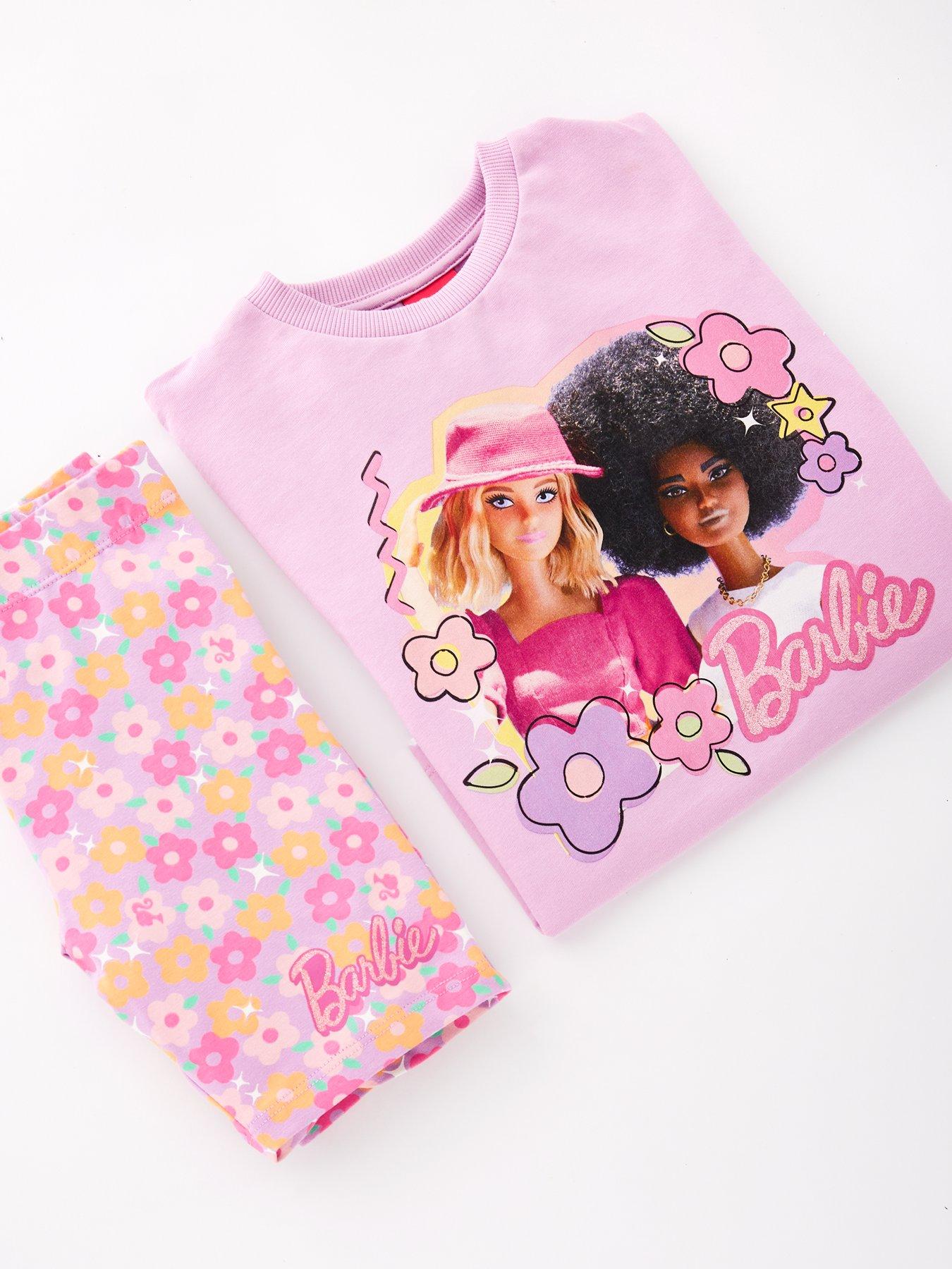 Barbie Short Sleeve Top And Cycling Short Set - Pink | Littlewoods