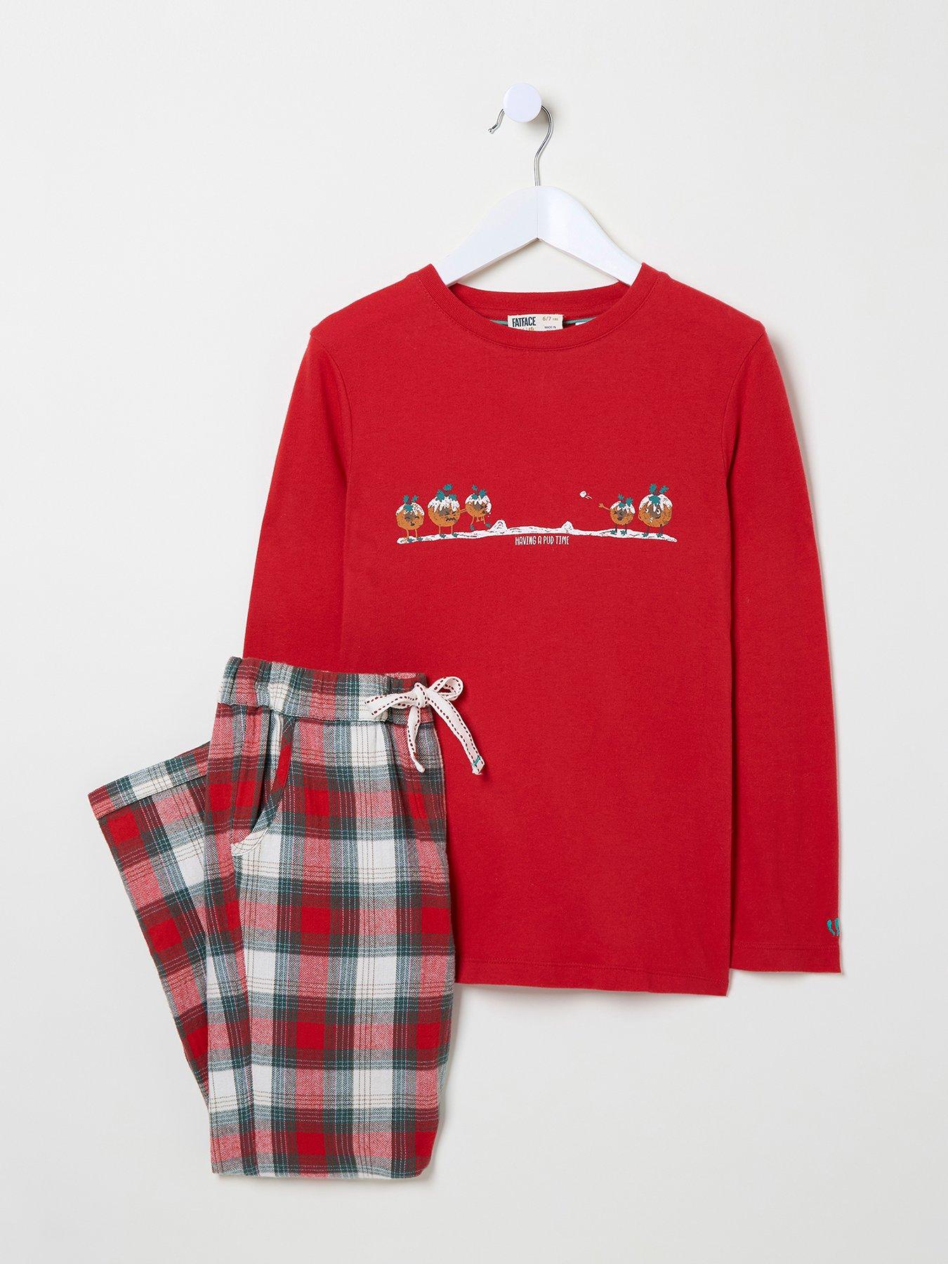 FatFace Kids Family Christmas Check Pyjama Set - Red | littlewoods.com