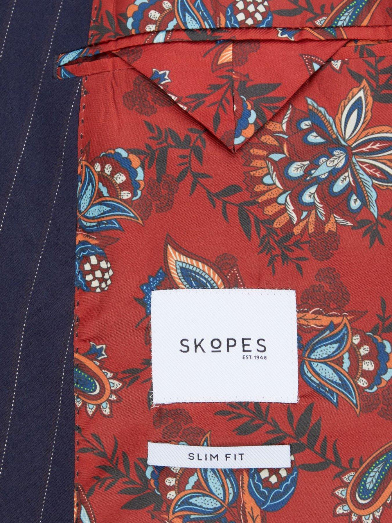 Skopes Declan Slim Suit Double Breasted - Navy Blue Pinstripe | Littlewoods