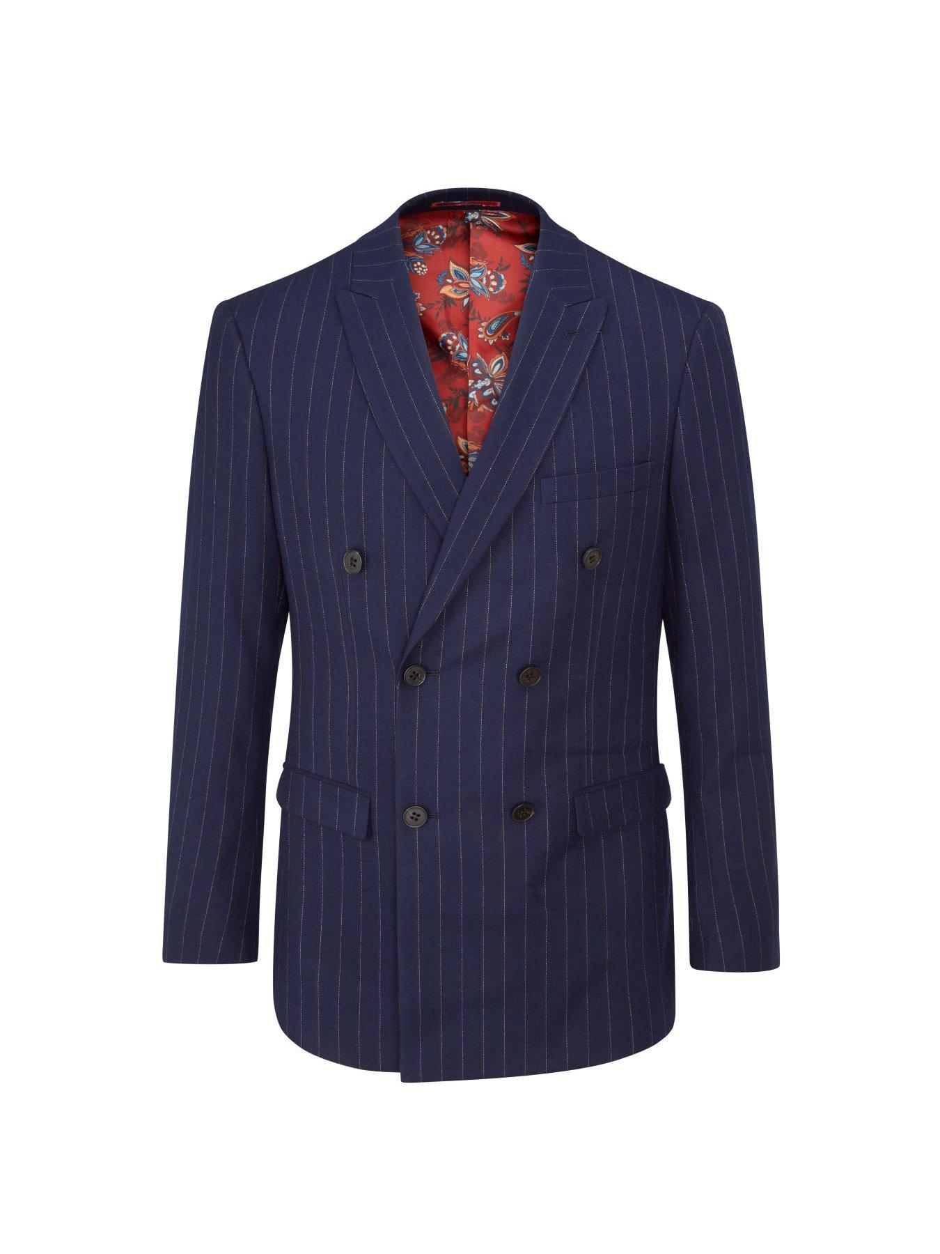 Skopes Declan Slim Suit Double Breasted - Navy Blue Pinstripe | Littlewoods
