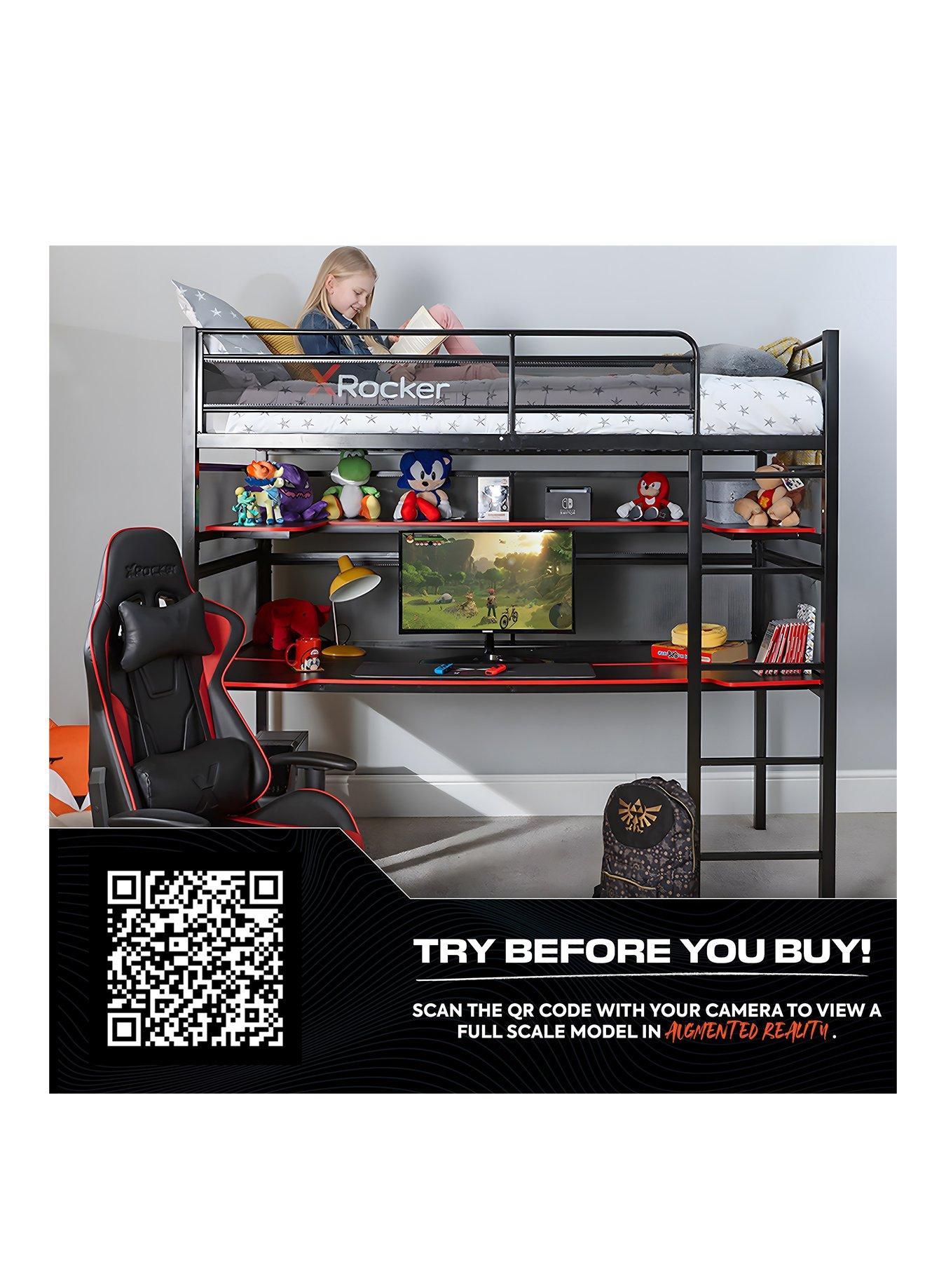 X Rocker Battlestation Bed, Mattress And Desk | Littlewoods