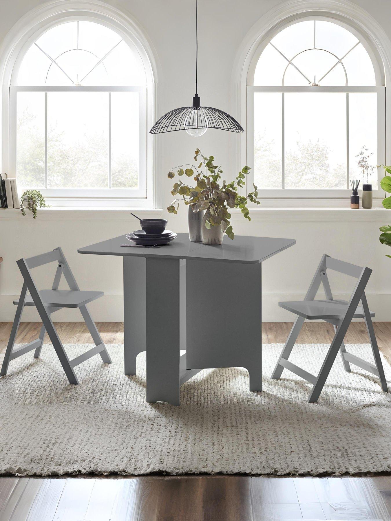 Julian Bowen Gatan Small Gateleg Dining Table With 2 Chairs - Light ...