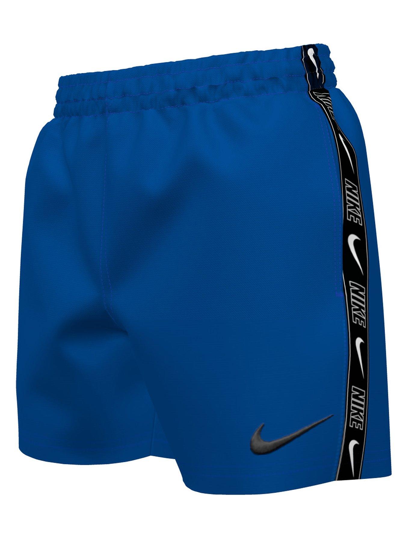 Nike Junior Boys 4 Inch Logo Taping Volley Swim Shorts - Blue | Littlewoods
