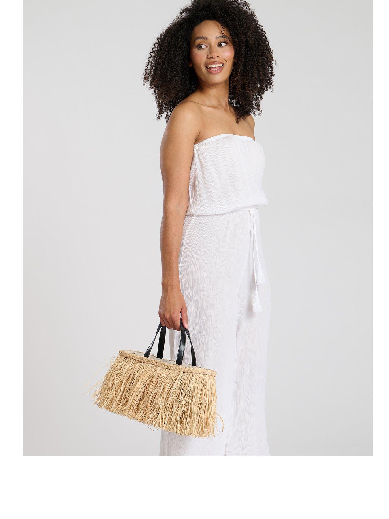 South Beach Straw Fringe Mini Bag | littlewoods.com