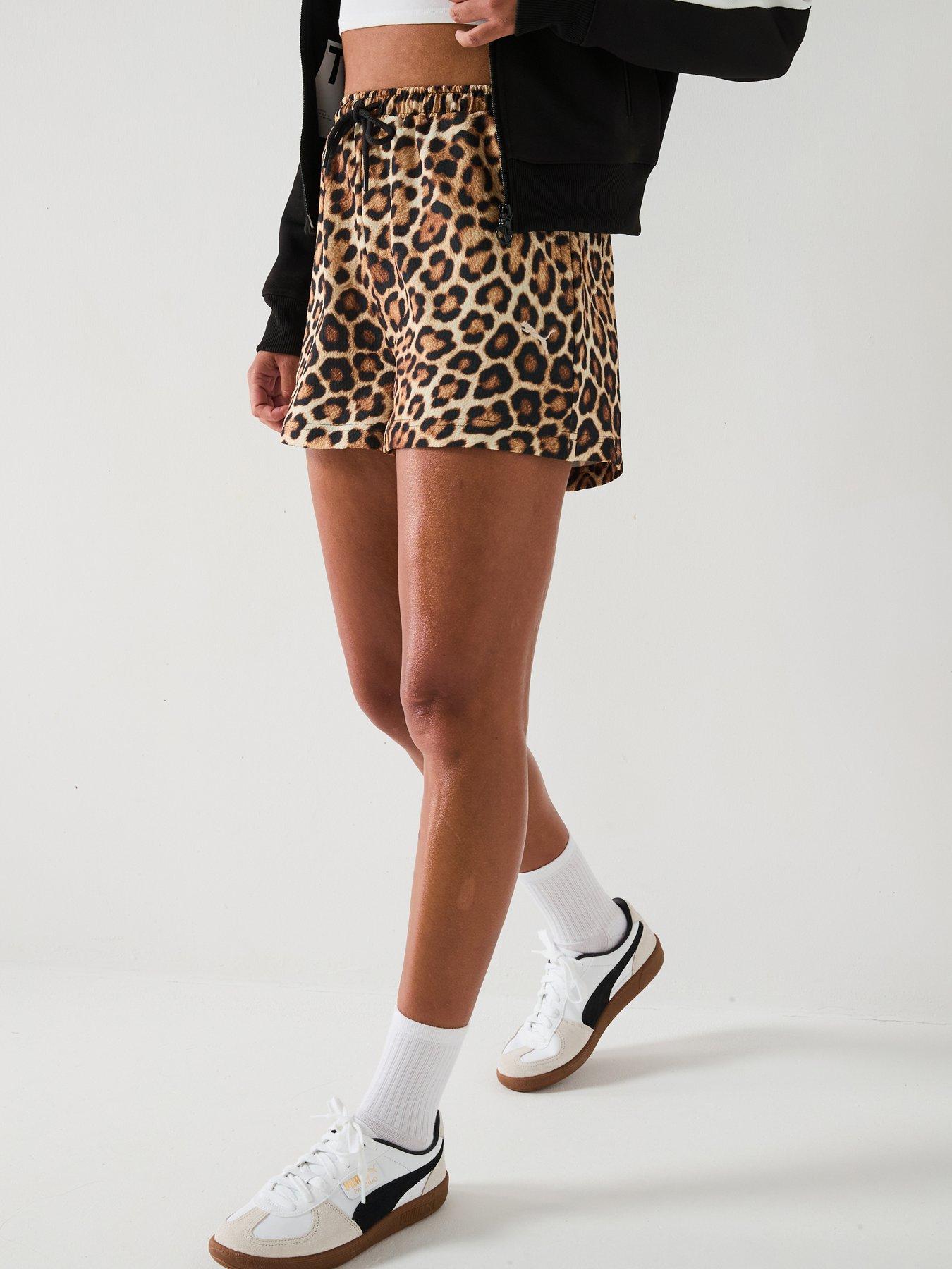 Puma Womens Wardrive Essentials Leo Luxe A-Line All Over Print Shorts ...