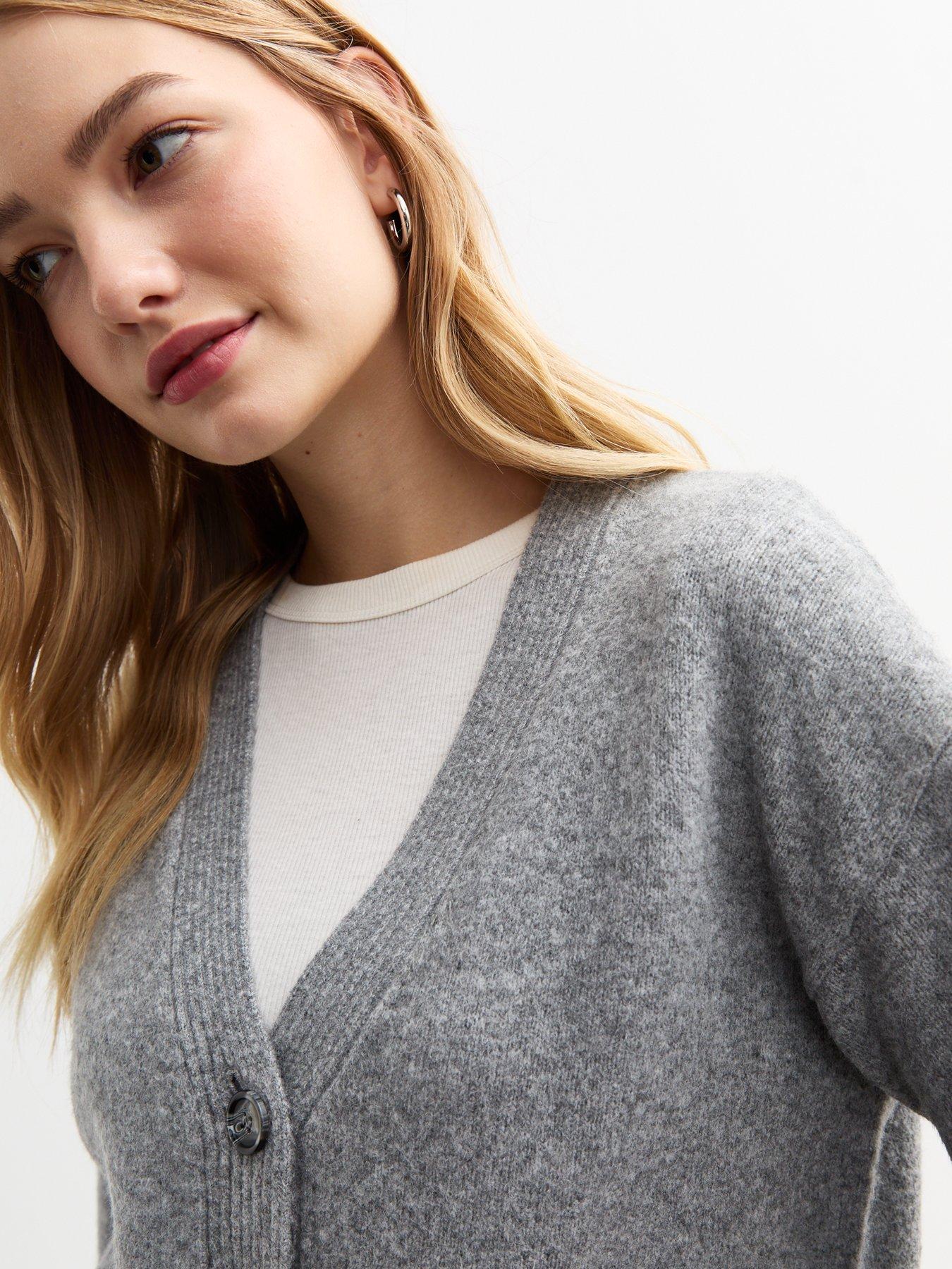 New Look Knit Button Up Cardigan - Grey | Littlewoods