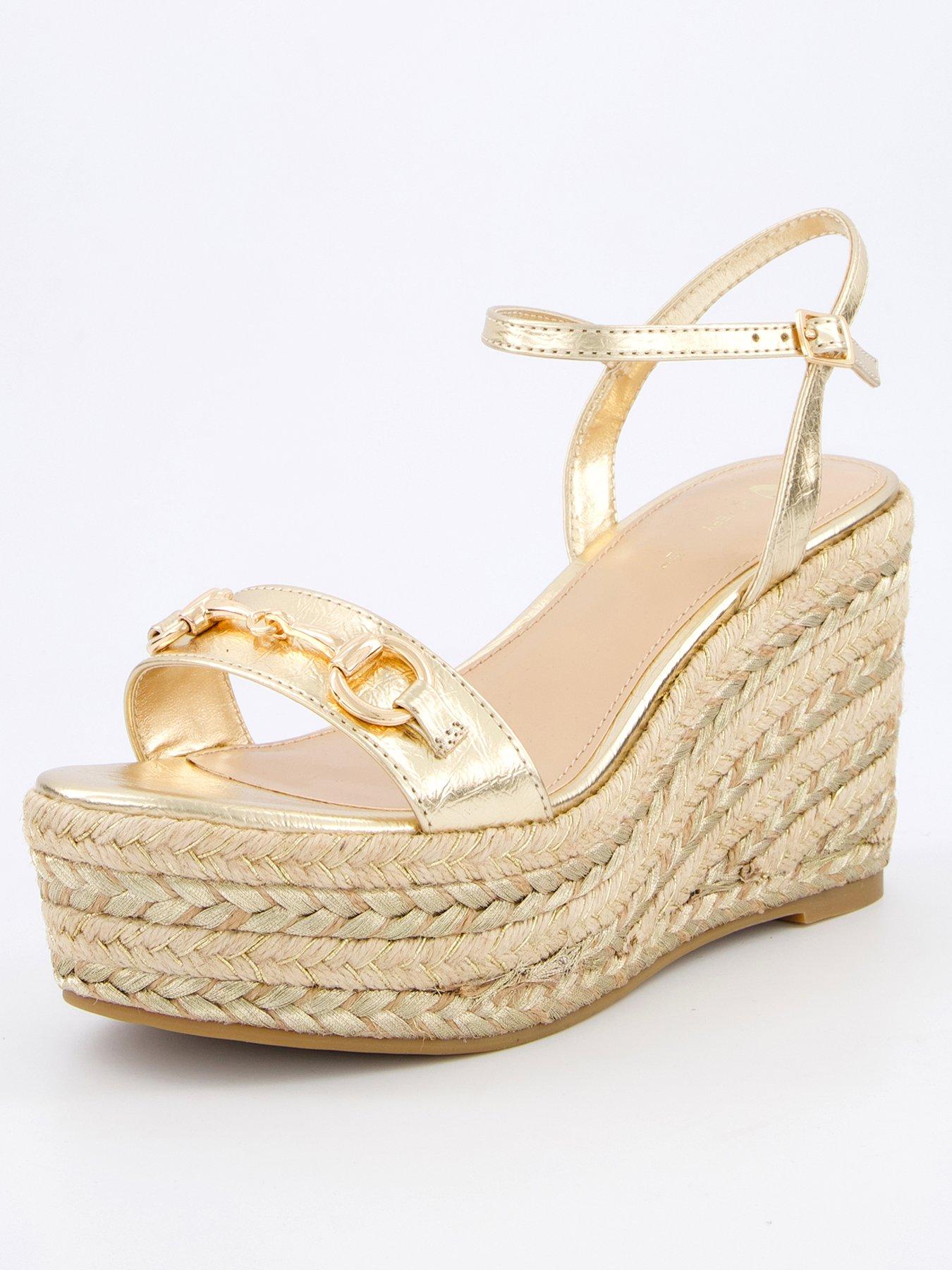 V by Very Wide Fit Dressy Wedges - Gold | Littlewoods