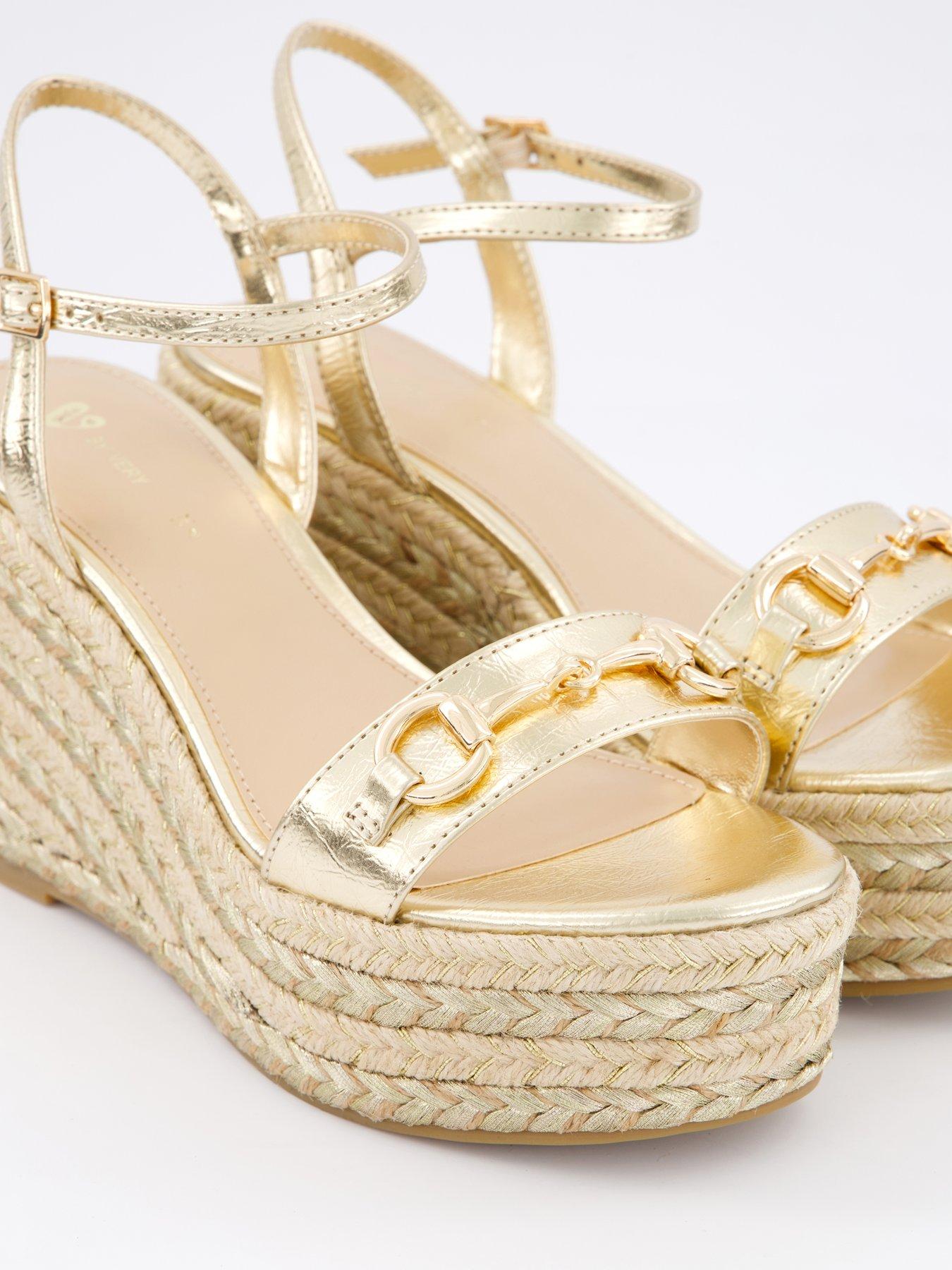 V by Very Wide Fit Dressy Wedges - Gold | Littlewoods