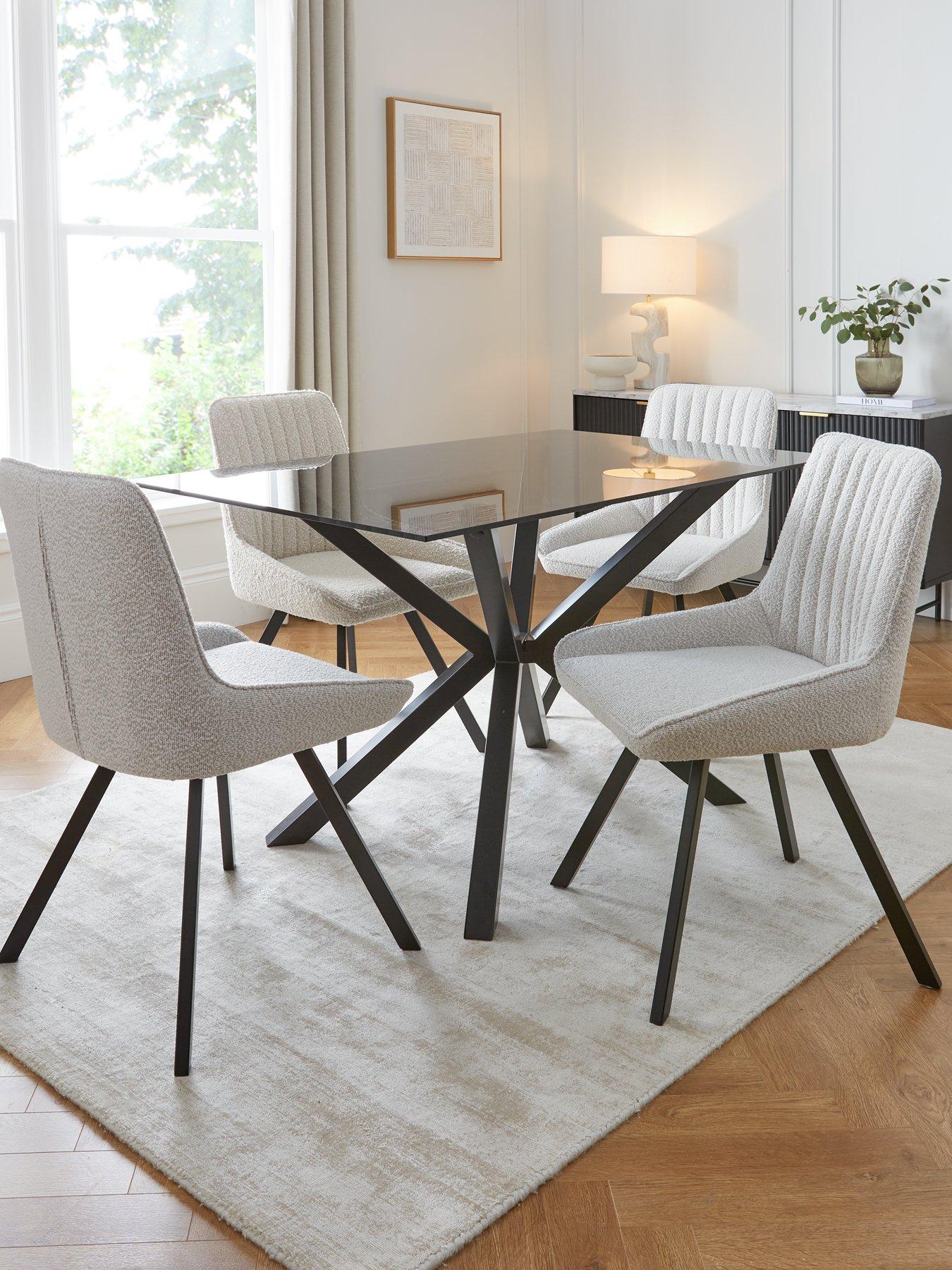 Very Home Chopstick Black 130 cm Rectangular Dining Table + 4 Marlow ...