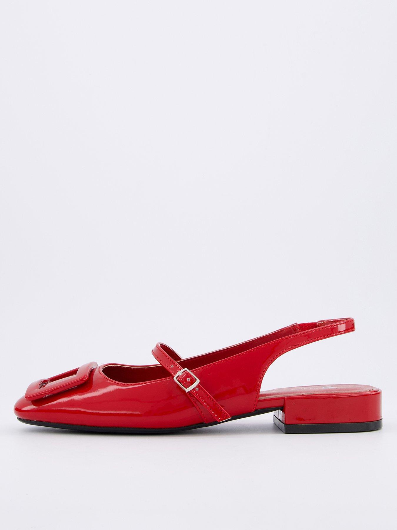 V by Very Sling Back Low Heel Shoe With Detail - Red | Littlewoods