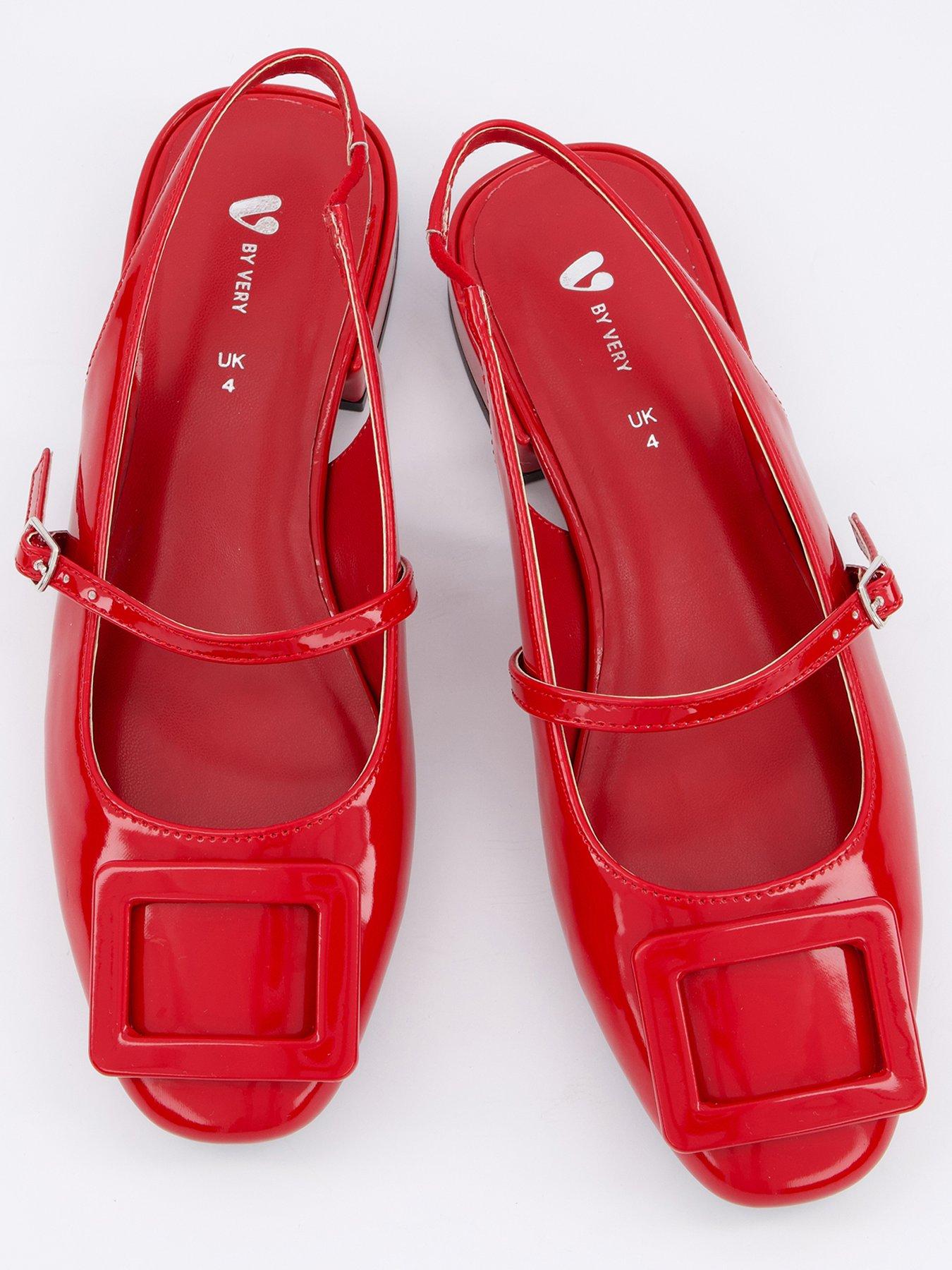 V by Very Sling Back Low Heel Shoe With Detail - Red | Littlewoods